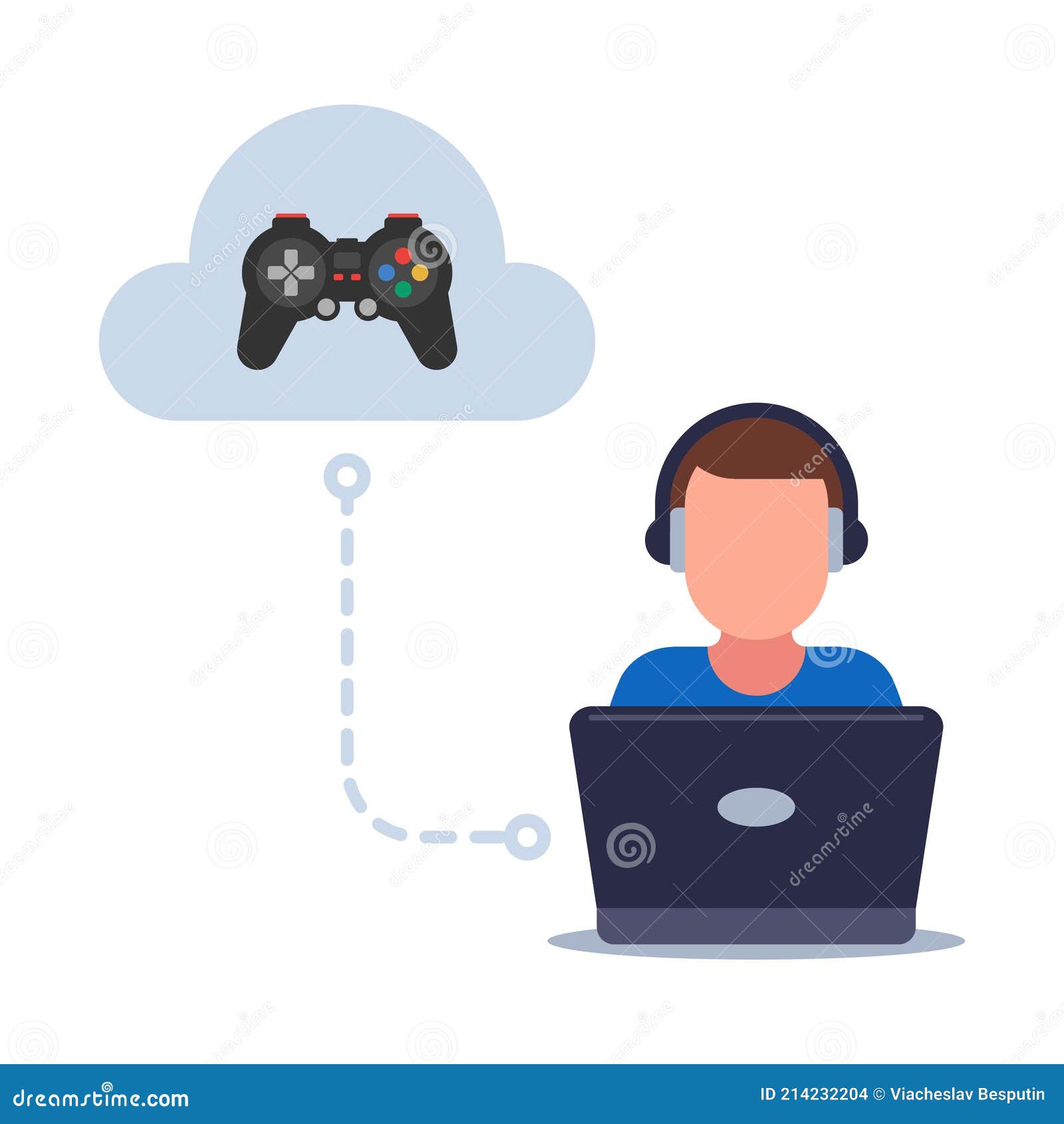 Cloud Gaming on a Weak Computer. Saving Games in the Cloud Stock Vector ...