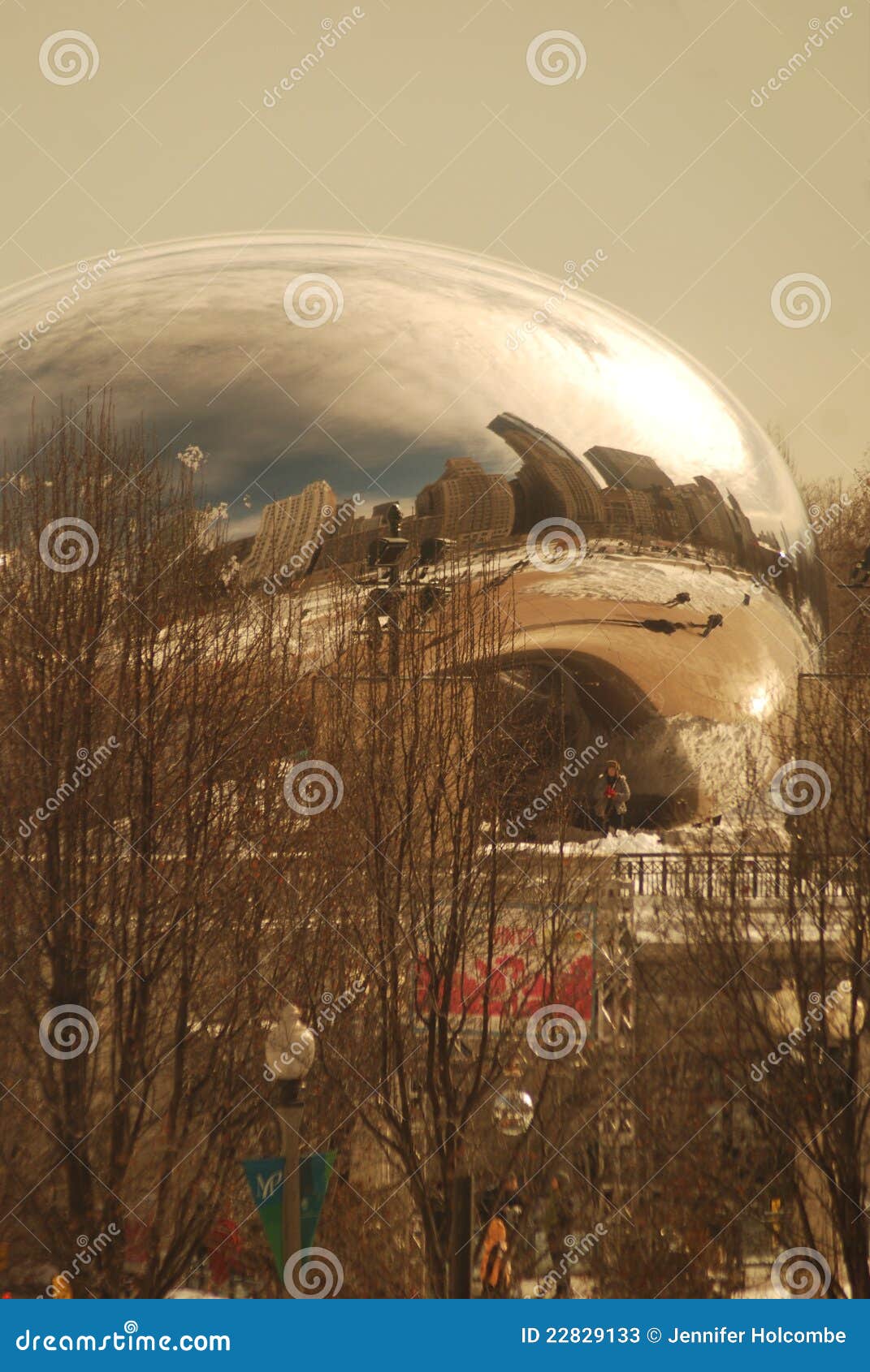Cloud Gate through Barren Winter Trees Editorial Stock Photo - Image of ...