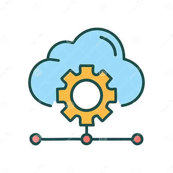 Cloud Gear Network. Illustration of a Gear Connected To a Network, Symbolizing Cloud Computing ...