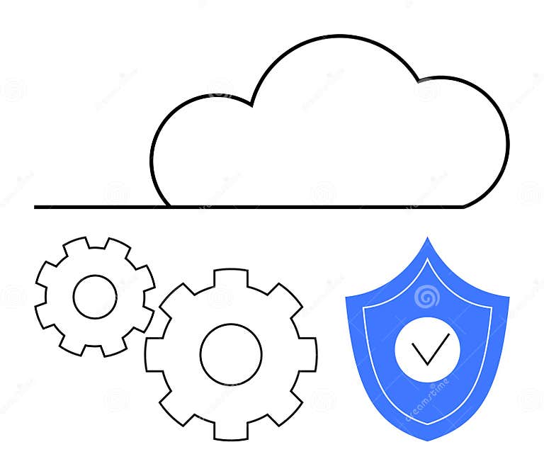 Cloud Computing Security with Gears and Shield Highlighting Data ...