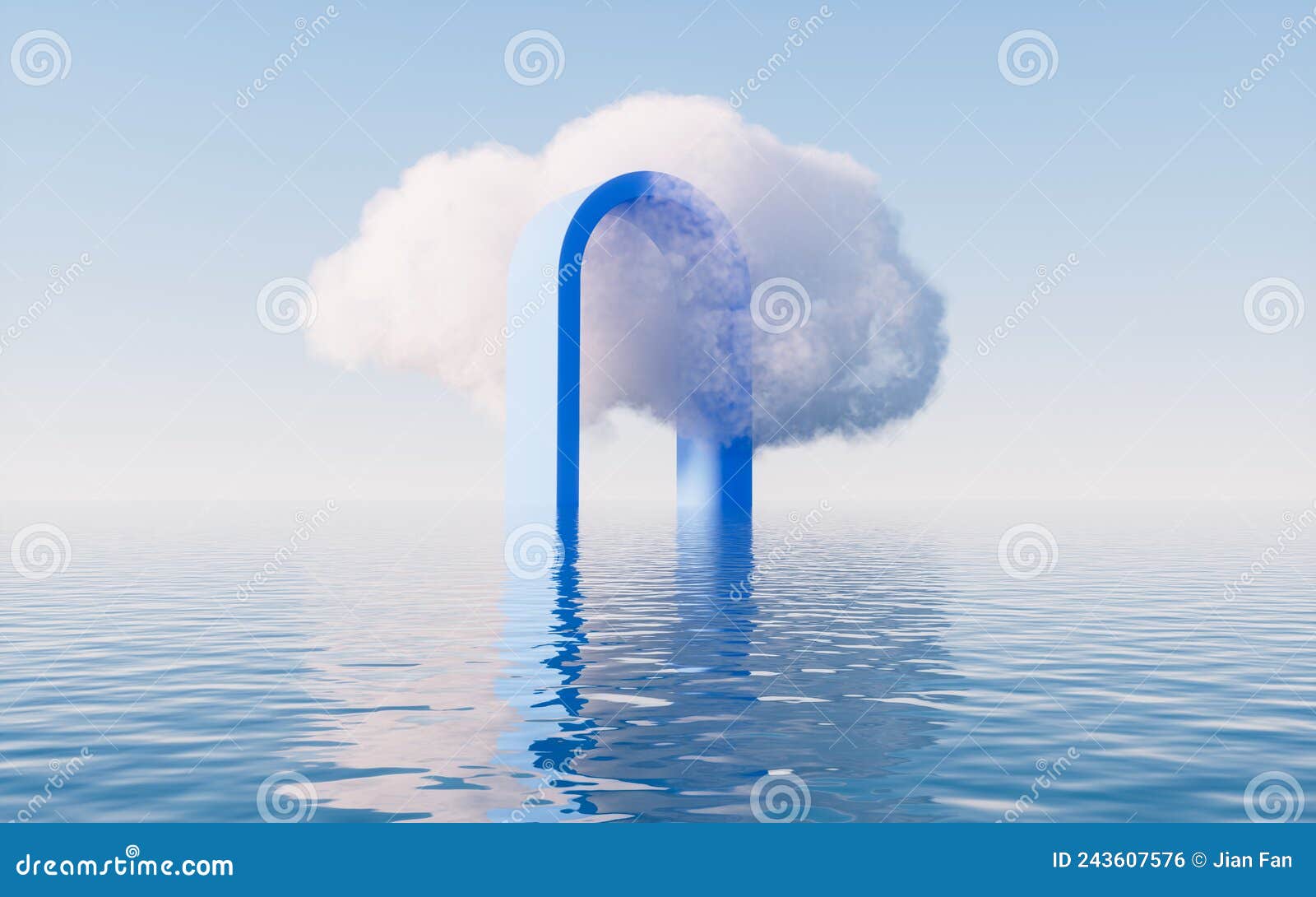 Cloud and Geometry Space, 3d Rendering Stock Illustration ...