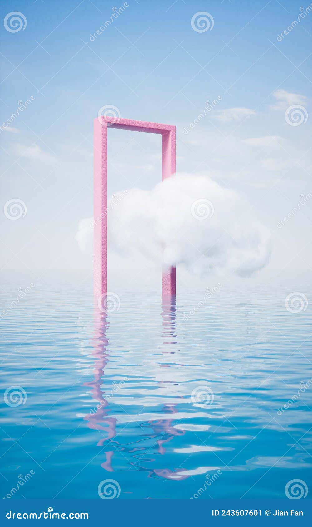 Cloud and Geometry Space, 3d Rendering Stock Illustration ...