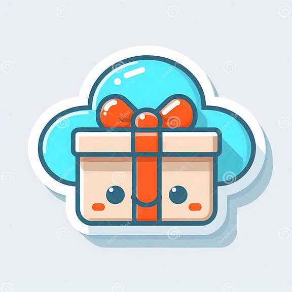 Cloud with a Gift Box on it Stock Illustration - Illustration of snow ...