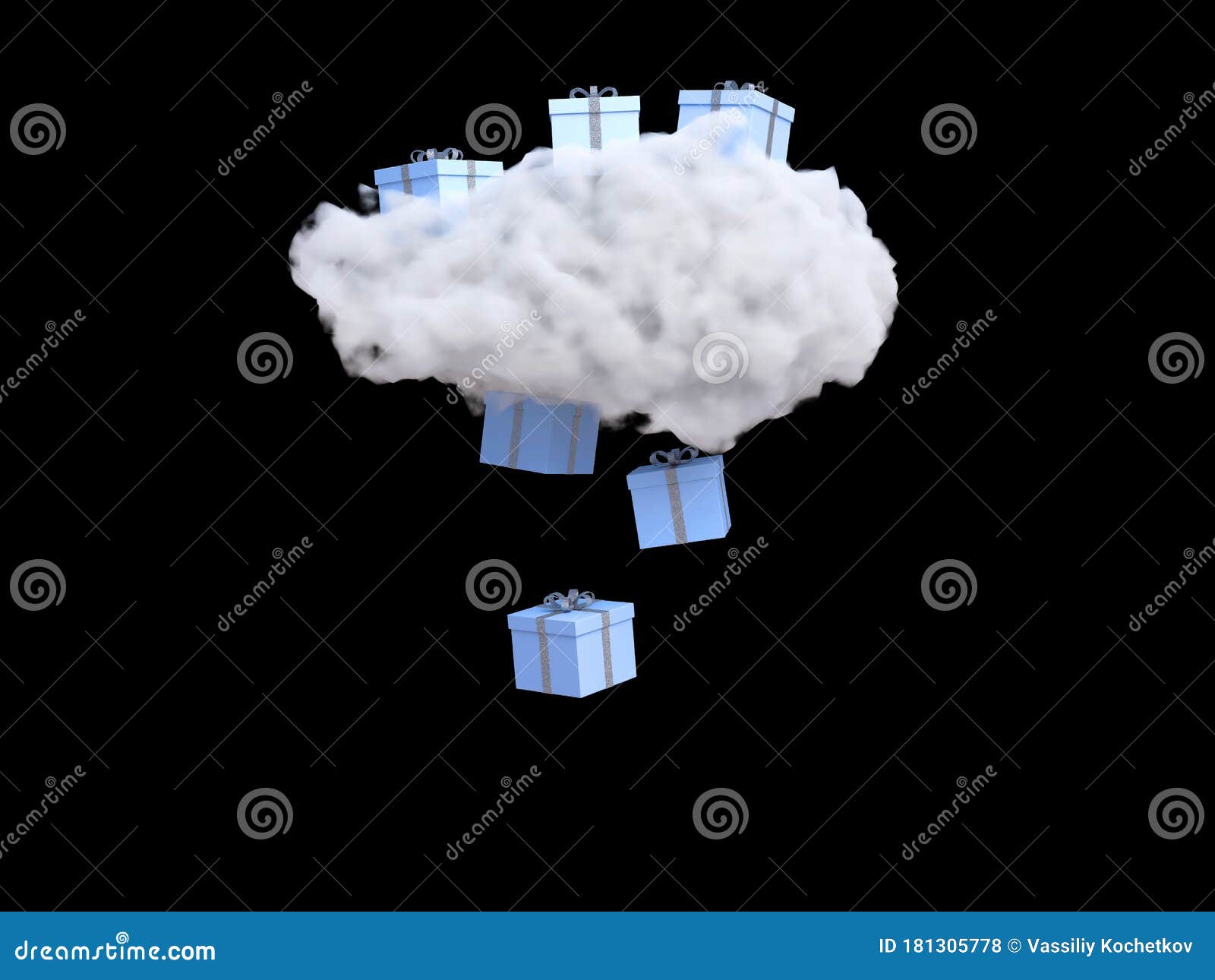 Cloud with Gift Box Rain on Black Background. Creative Idea. Minimal ...