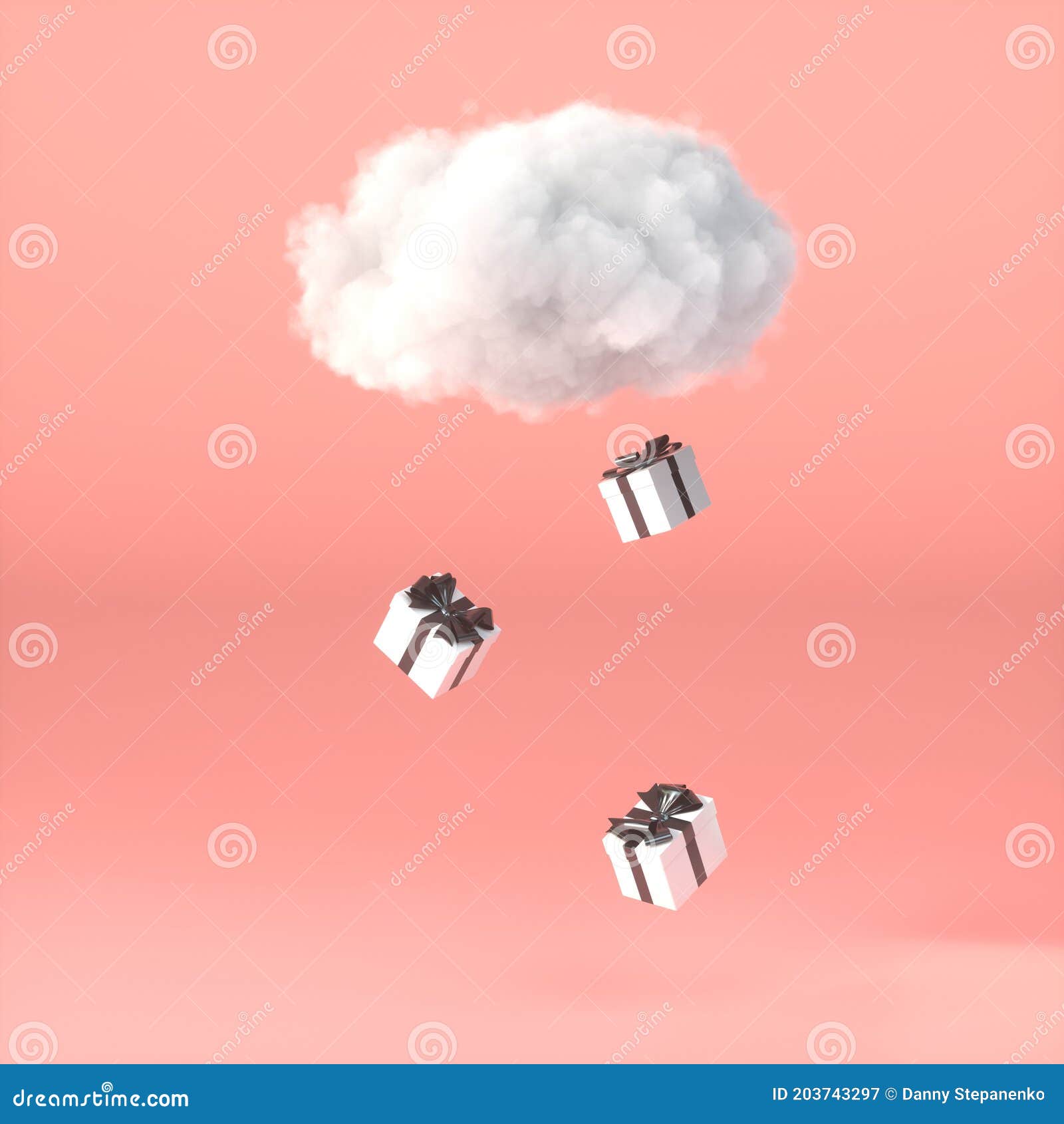 Cloud with Gift Box Rain on Pastel Pink Background. Creative Idea. Gift ...