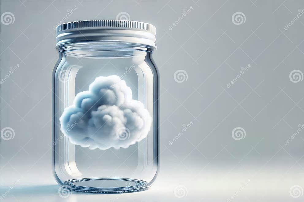 A Cloud in a Glass Jar. Space for Text. Stock Photo - Image of cloud ...