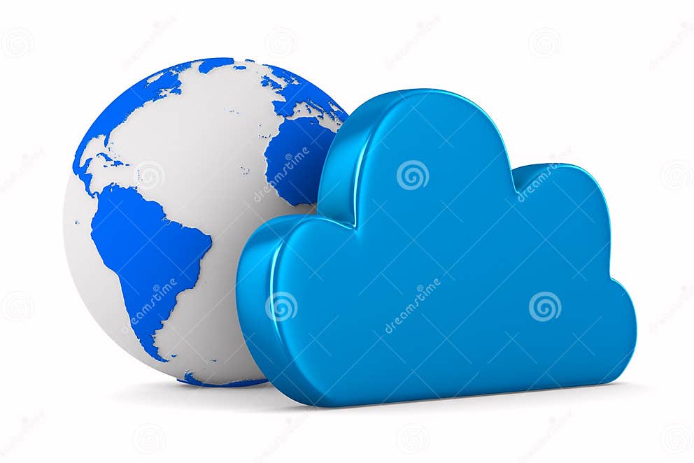 Cloud and Globe on White Background Stock Illustration - Illustration ...