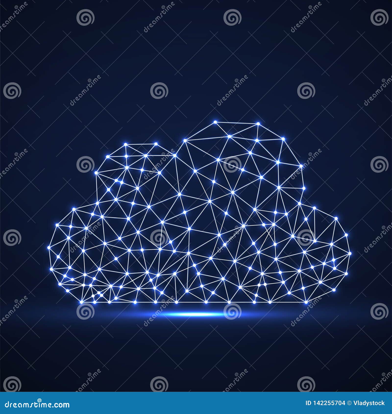 Cloud of Glowing Lines and Dots, Abstract Polygonal Structure Stock ...
