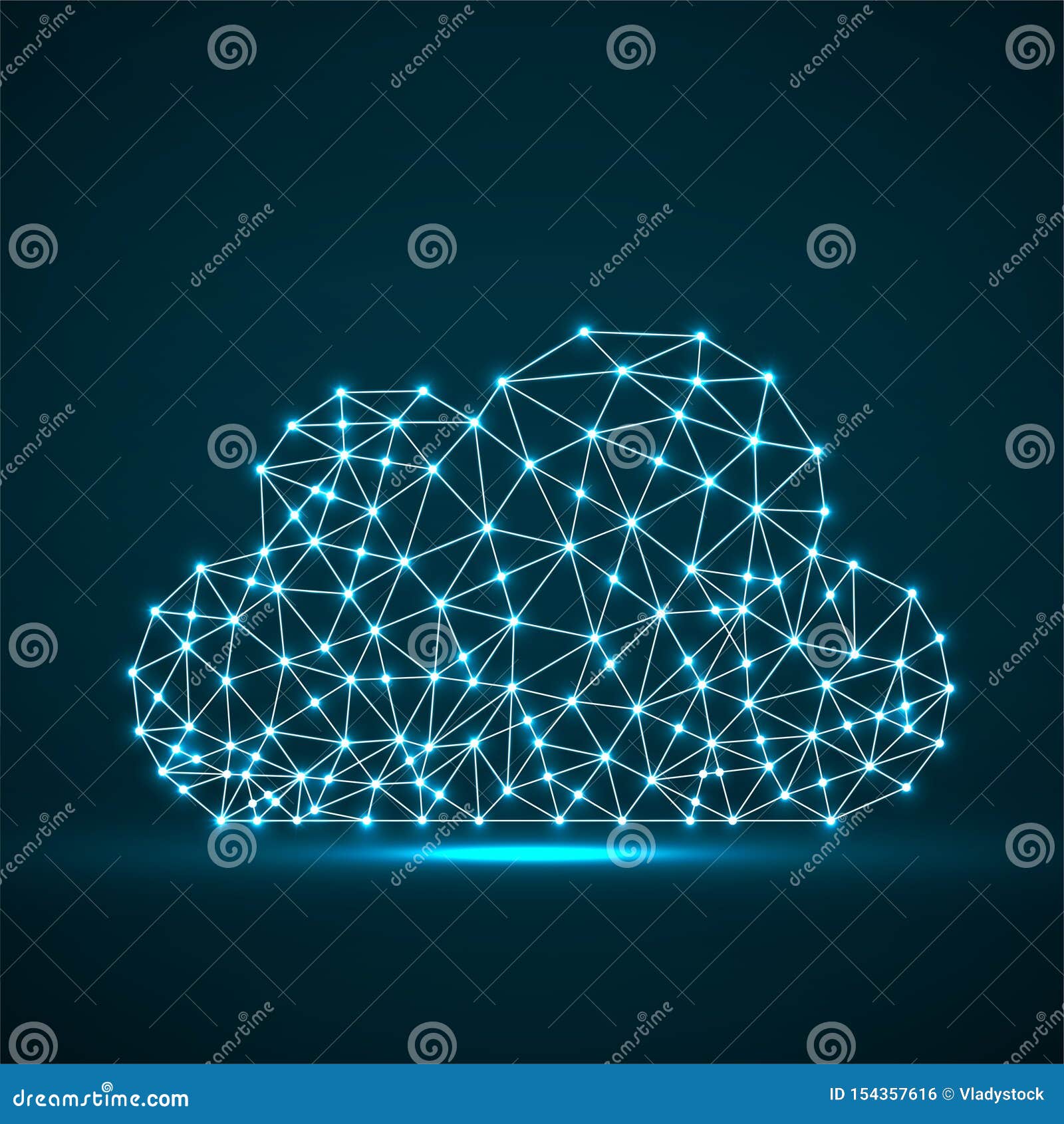 Cloud of Glowing Lines and Dots, Abstract Polygonal Structure Cloud of ...