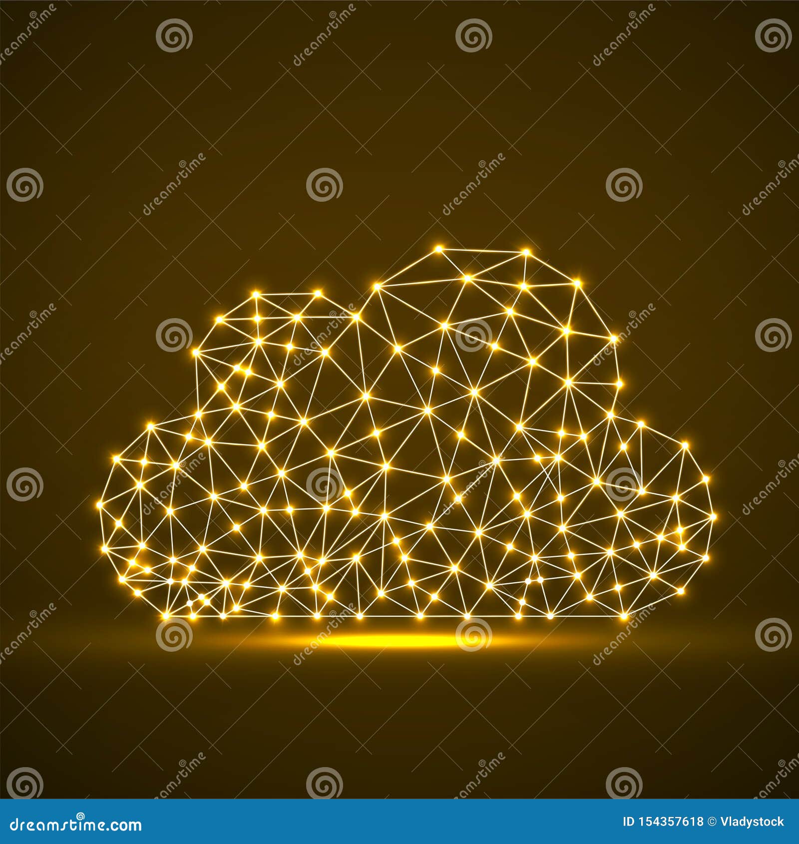 Cloud of Glowing Lines and Dots, Abstract Polygonal Structure Cloud of ...