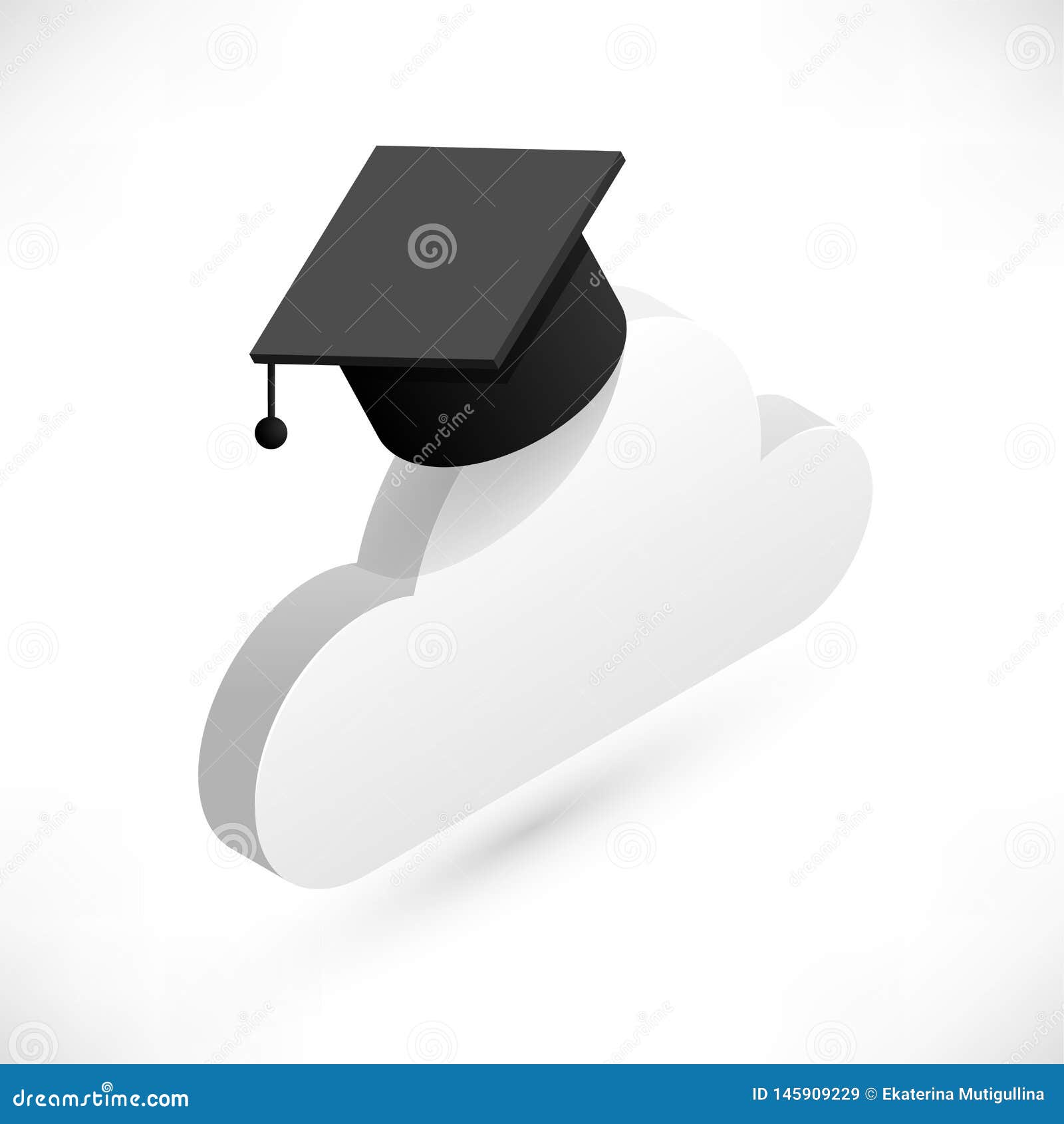 Cloud with graduation cap stock vector. Illustration of network - 145909229