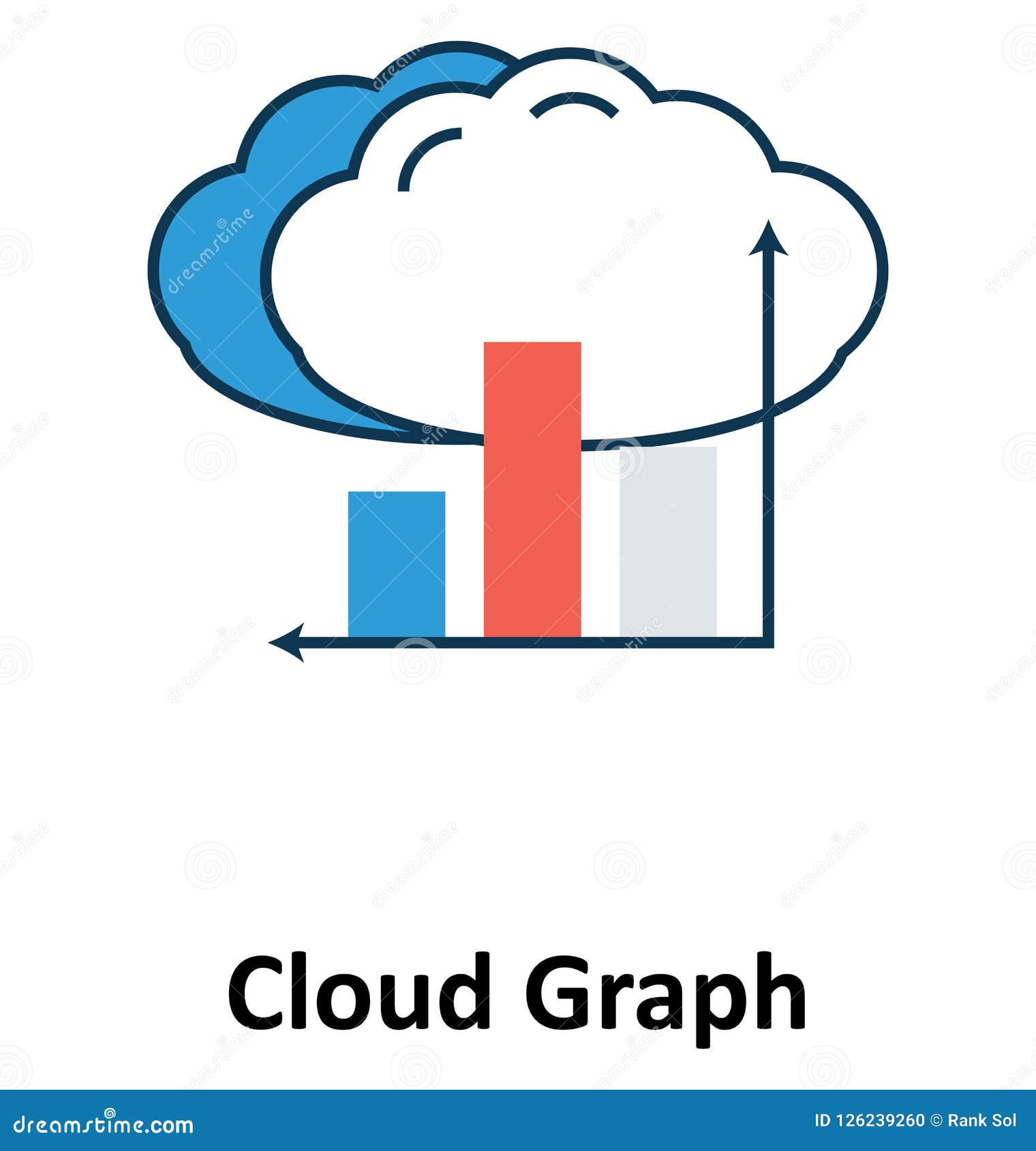 Cloud Graph Isolated and Vector Icon for Technology Stock Illustration ...