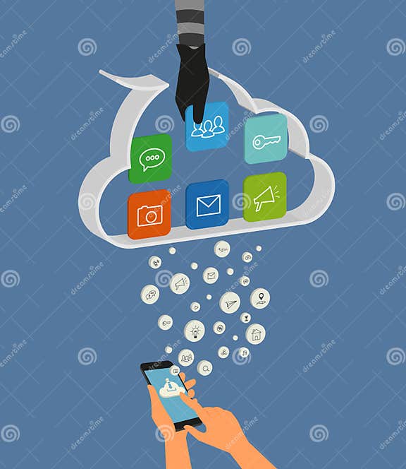 Cloud hacking stock vector. Illustration of client, icon - 47464711