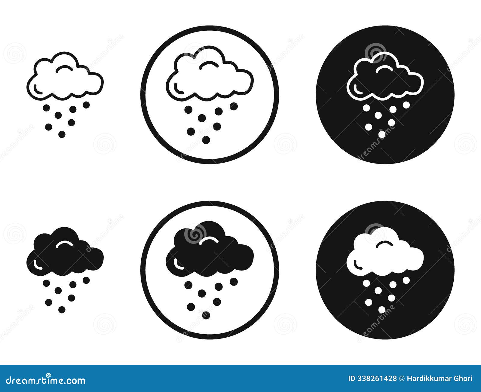 Cloud Hail Vector Icon Set in Black and White Outlines Stock Vector ...