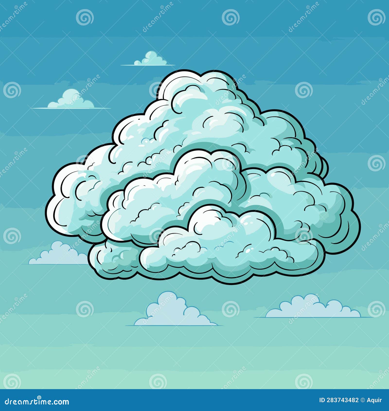 Cloud Hand-drawn Comic Illustration. Cloud. Vector Doodle Style Cartoon ...