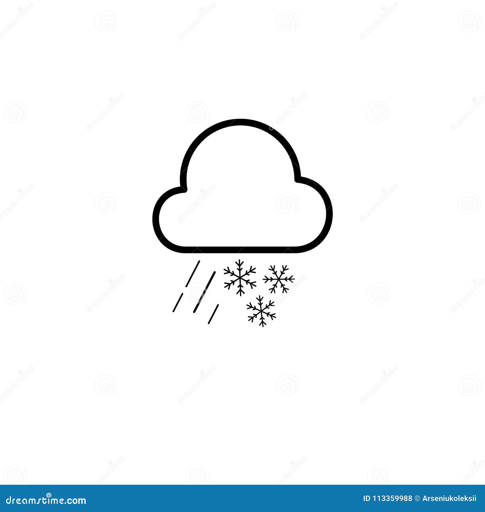 Cloud, Hard Rain and Snowfall Line Icon Stock Vector - Illustration of ...