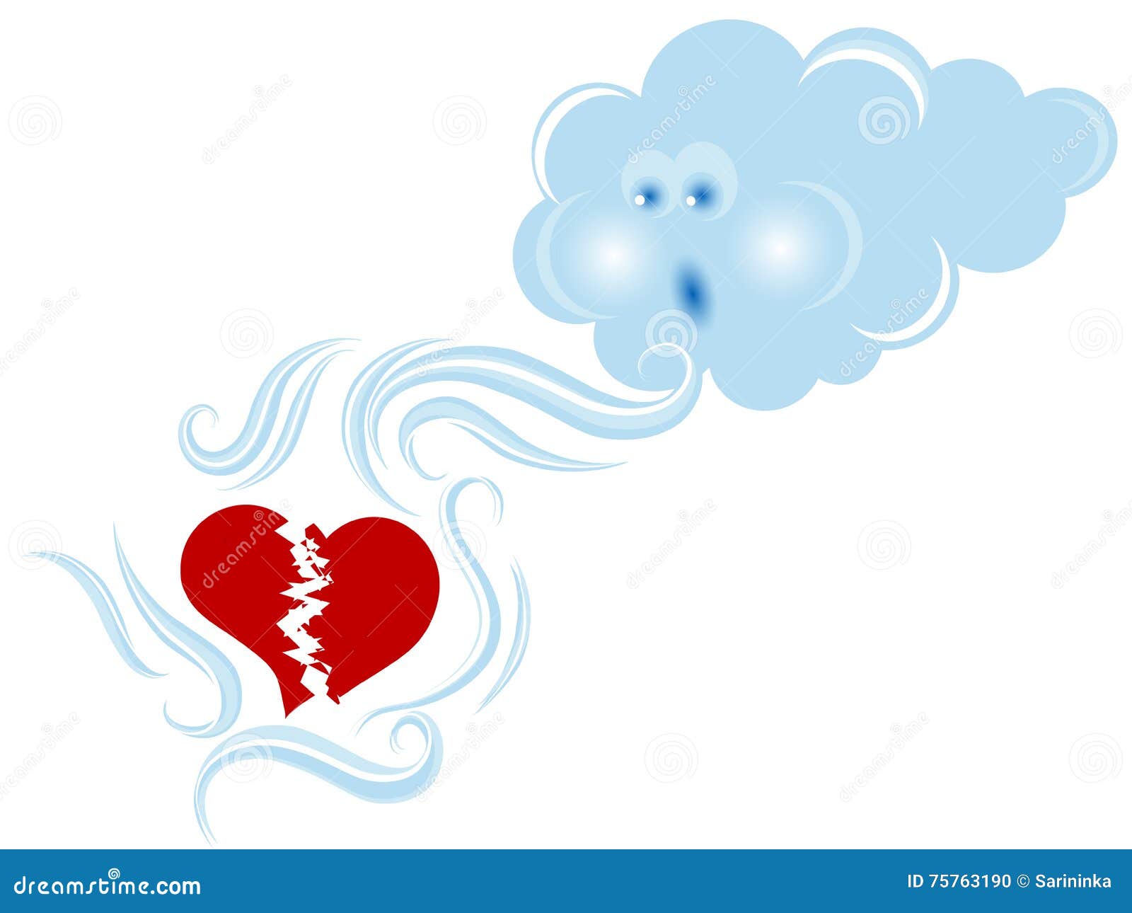 Cloud and heart stock vector. Illustration of blowing - 75763190