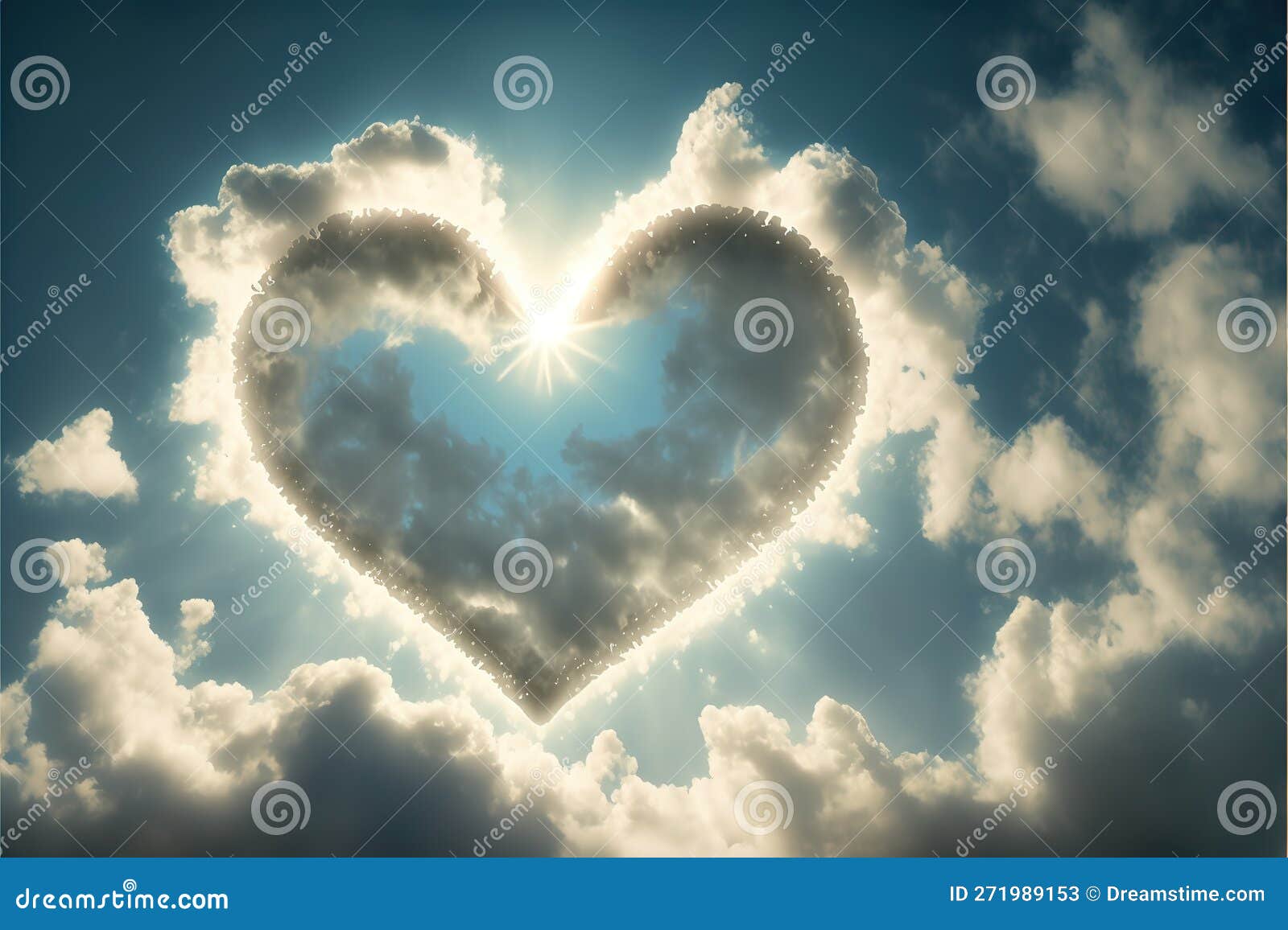 Cloud Heart in the Sky in the Clouds and Sunshine. Generative AI Stock ...