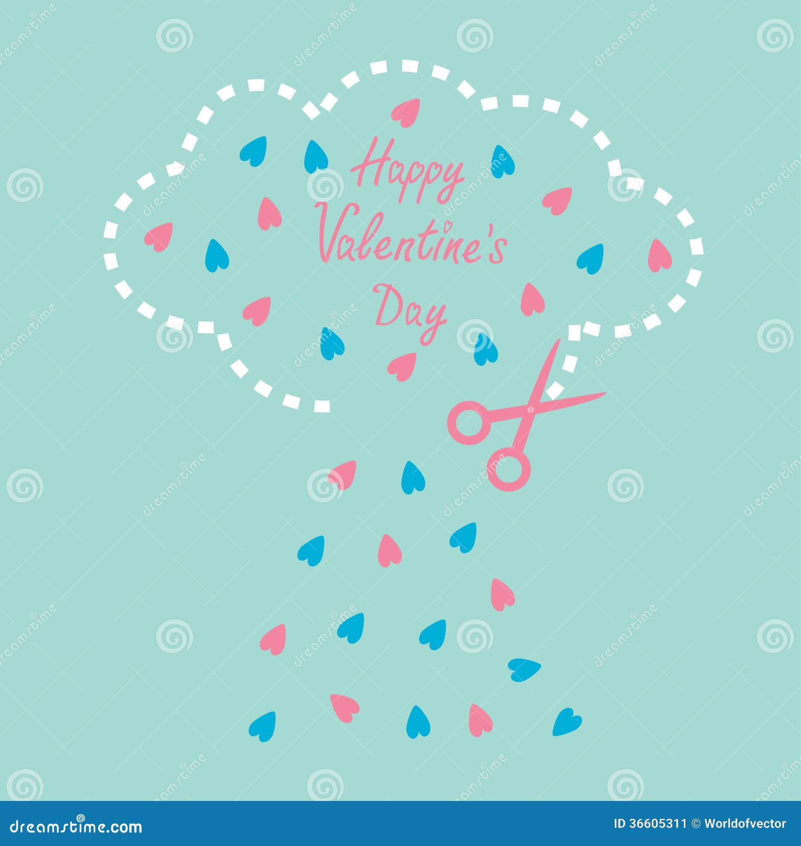 Cloud with Hearts Inside and Scissors. Happy Valen Stock Vector ...