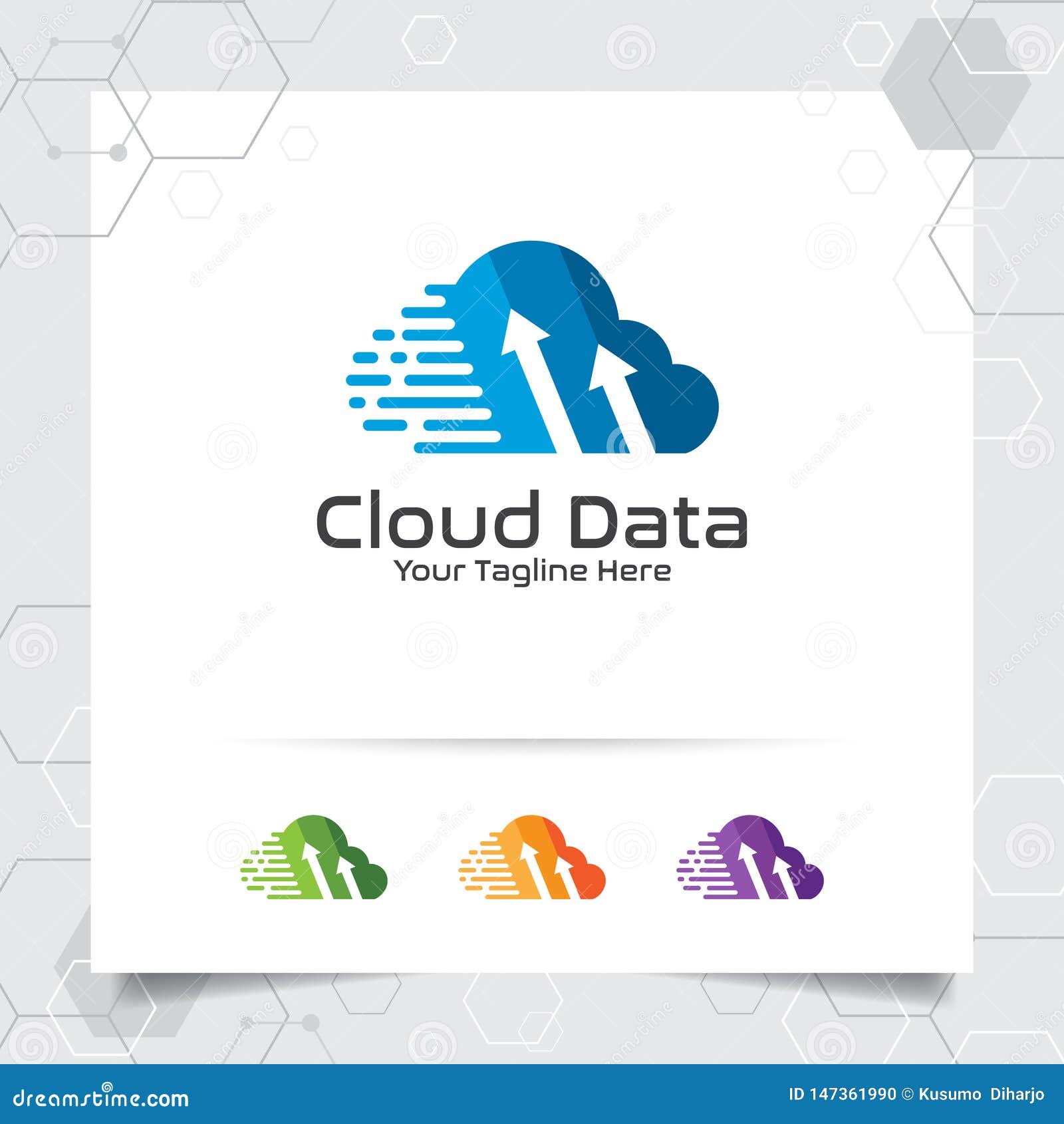 Cloud Hosting Logo Vector Design with Concept of Digital and Data ...