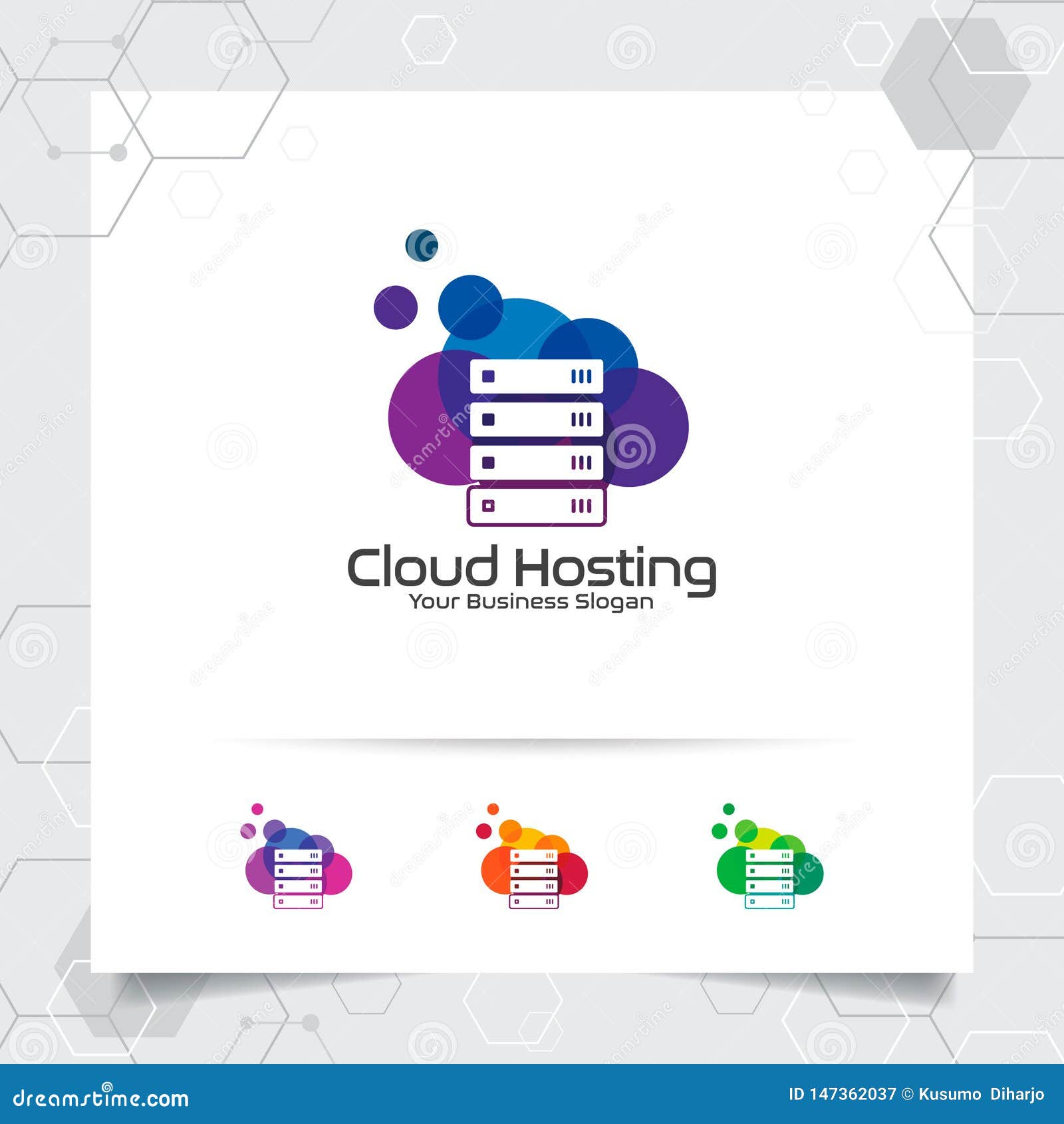 Cloud Hosting Logo Vector Design with Concept of Server and Cloud Icon ...