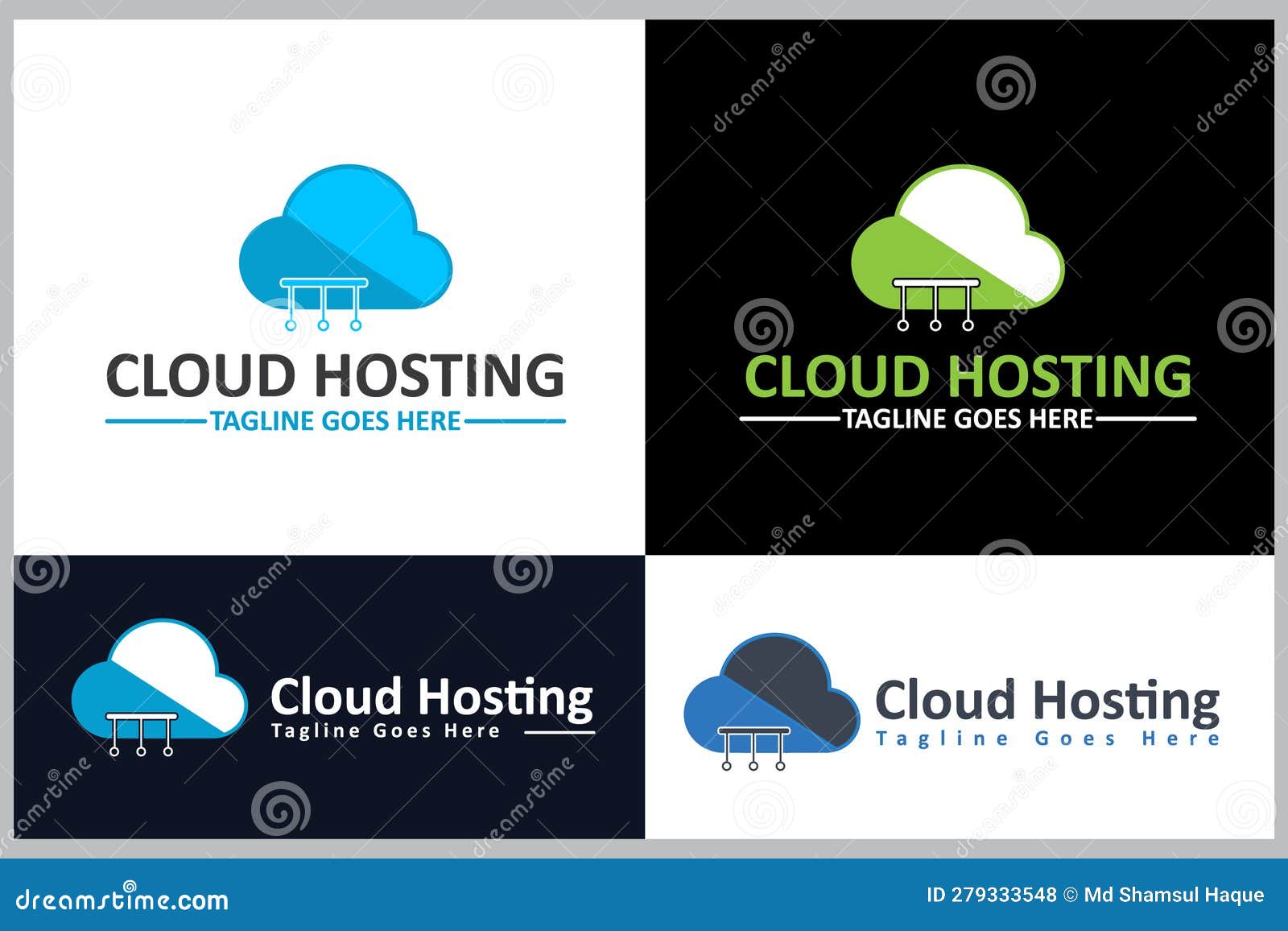 Cloud and Hosting Service Logo Design Template Stock Vector ...