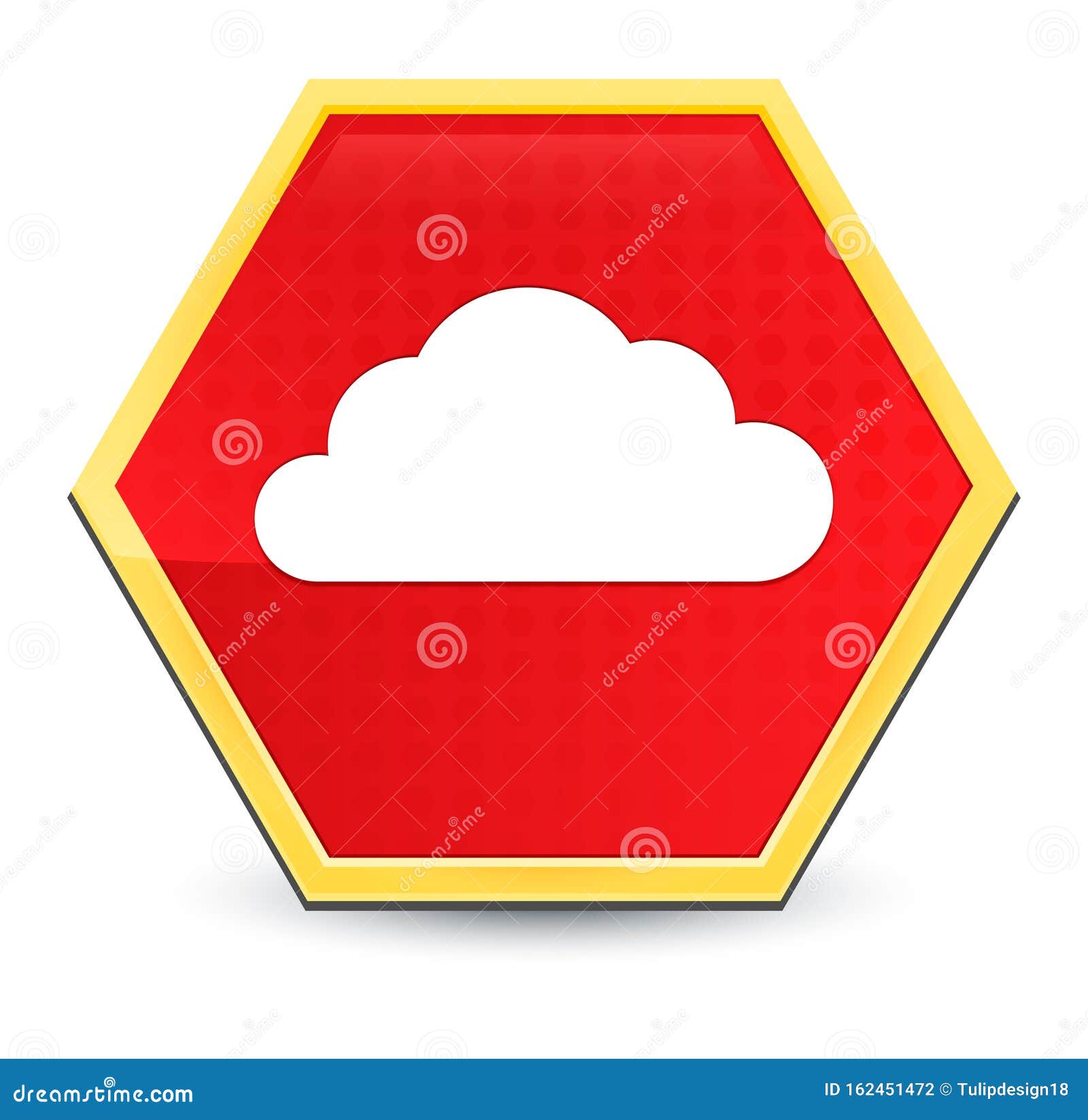 Cloud Icon Abstract Red Hexagon Button Bright Yellow Frame Elegant ...