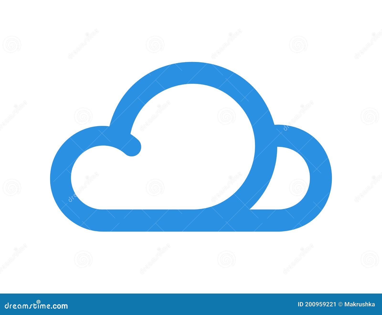 Cloud Icon in Blue. Outline Weather Symbol. Web Cloud Storage. Server ...