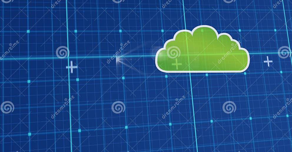 Cloud Icon with Blue Technology Matrix Background Stock Illustration ...