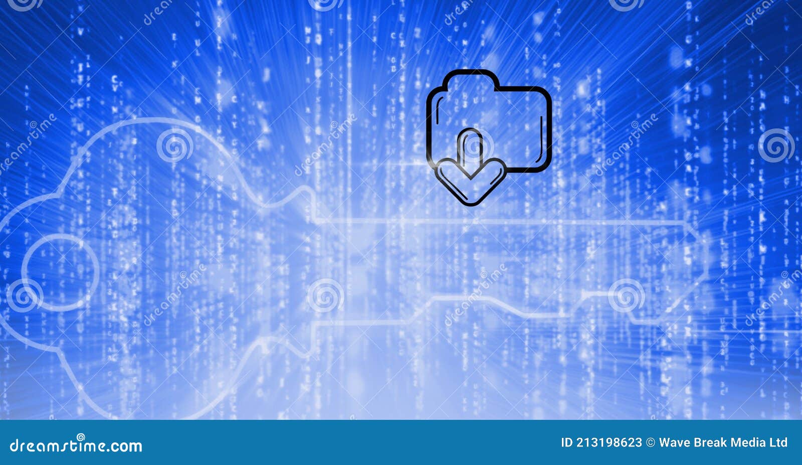 Cloud Icon with Blue Technology Matrix Background Stock Illustration ...