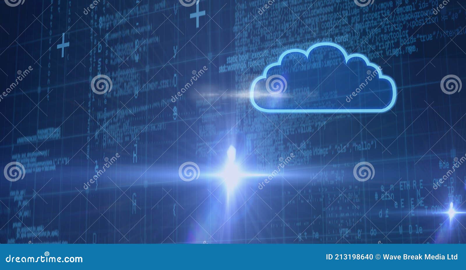 Cloud Icon with Blue Technology Matrix Background Stock Illustration ...