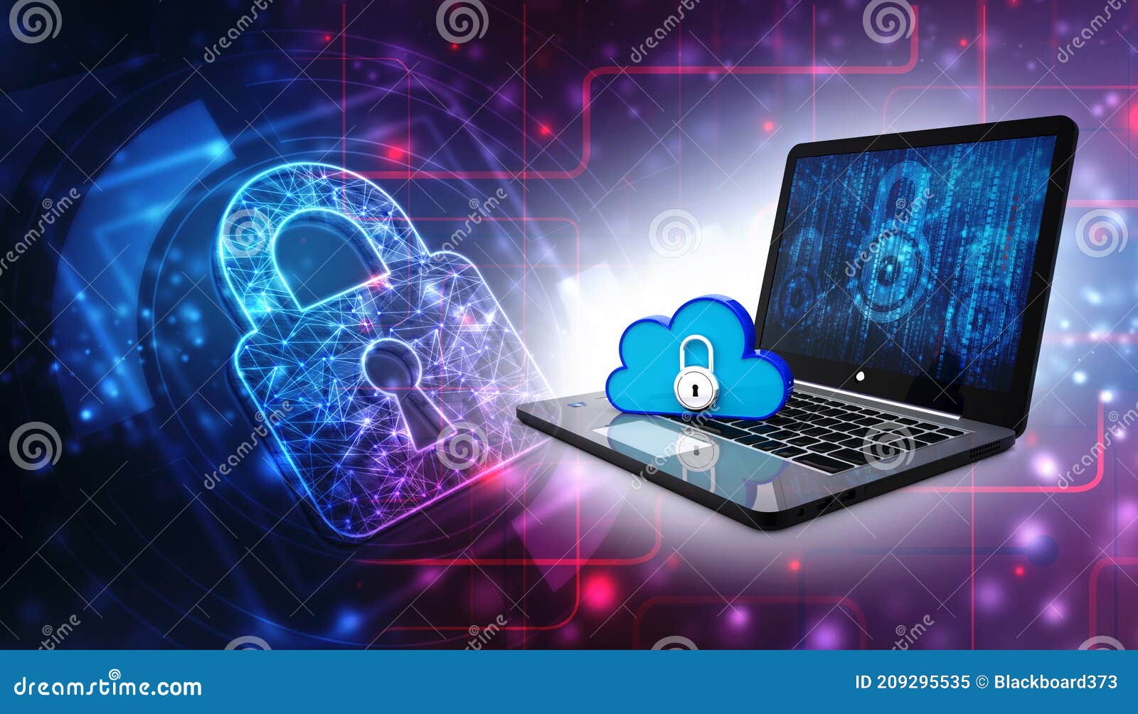 Cloud Icon with Computer Laptop, Cloud Computing Technology Internet Concept Background. 3d ...