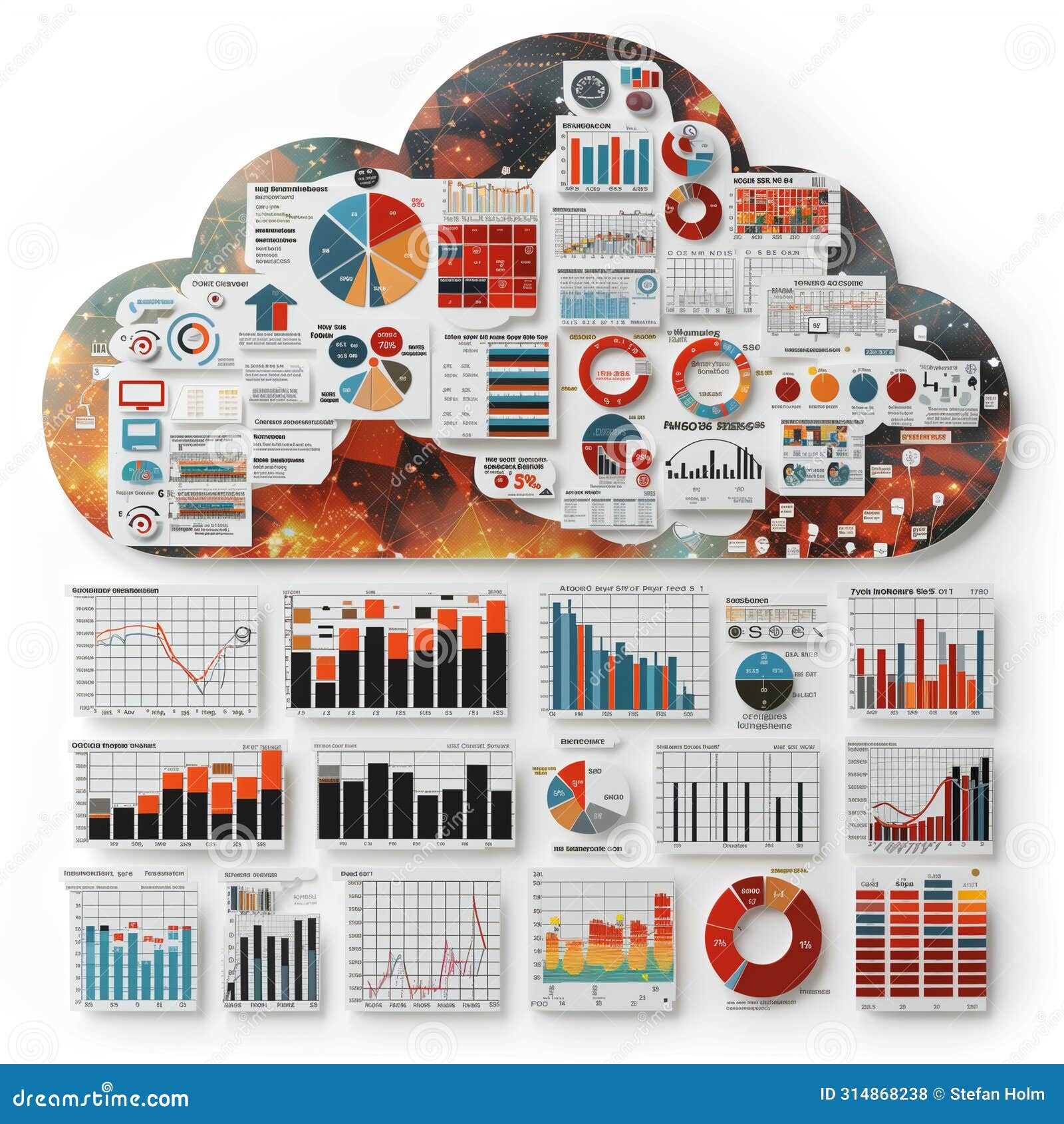 Cloud Icon with Data Symbols. Modern Data Storage Solution Stock ...