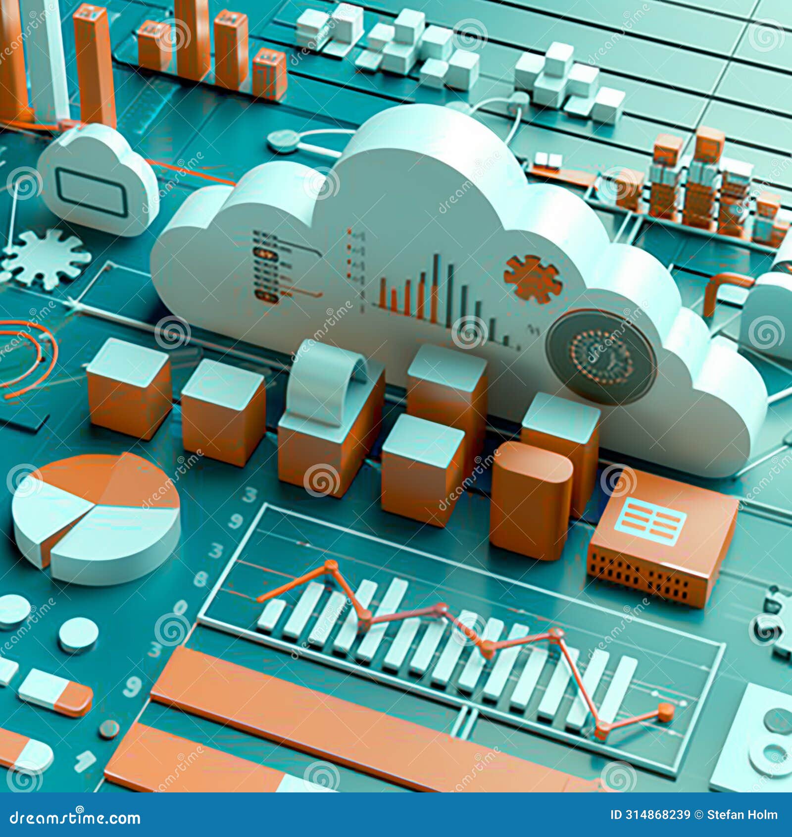 Cloud Icon with Data Symbols. Modern Data Storage Solution Stock ...