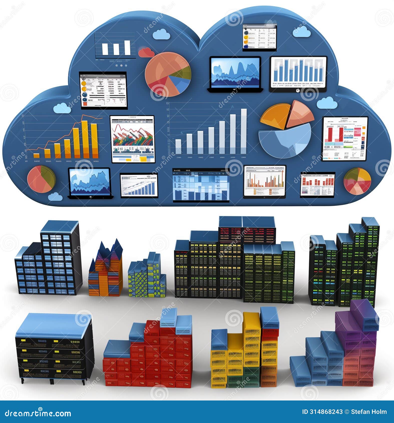 Cloud Icon with Data Symbols. Modern Data Storage Solution Stock ...