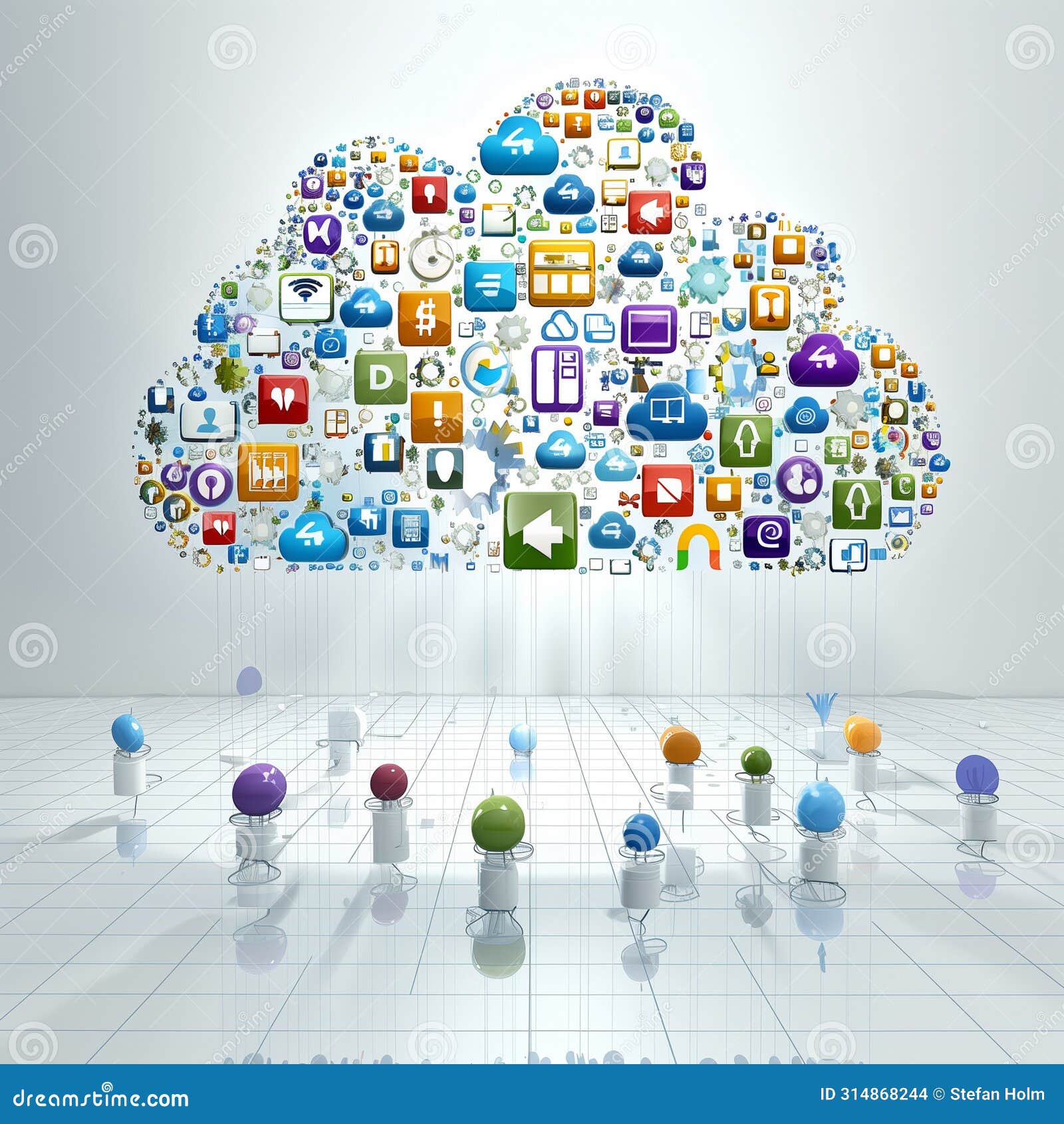 Cloud Icon with Data Symbols. Modern Data Storage Solution Stock ...