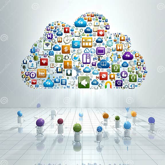 Cloud Icon with Data Symbols. Modern Data Storage Solution Stock ...
