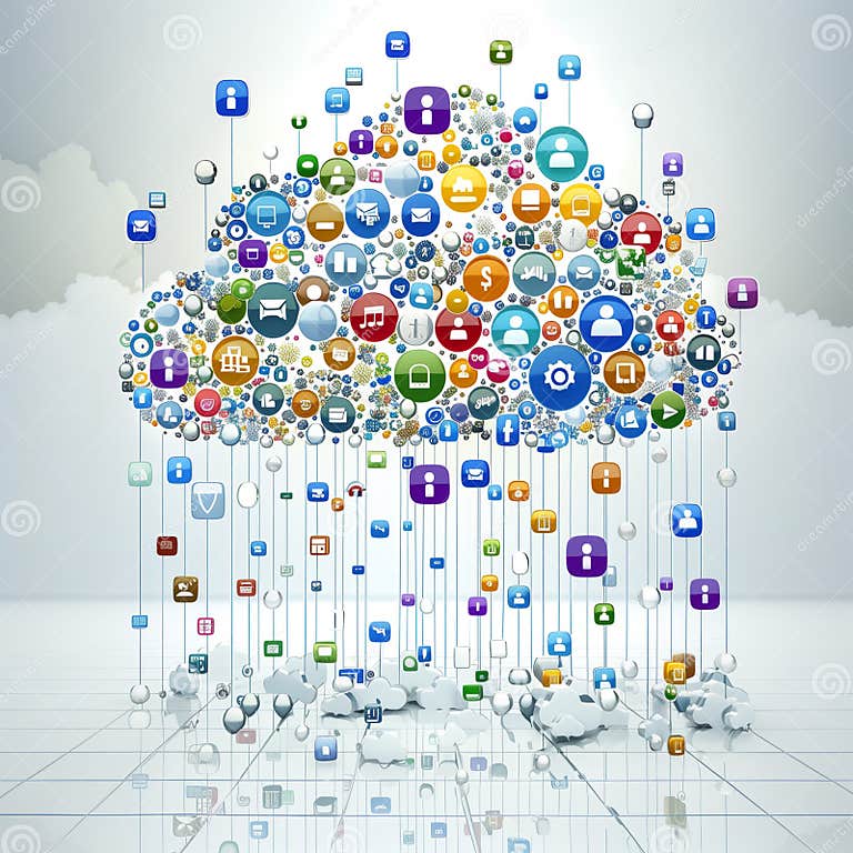 Cloud Icon with Data Symbols. Modern Data Storage Solution Stock ...