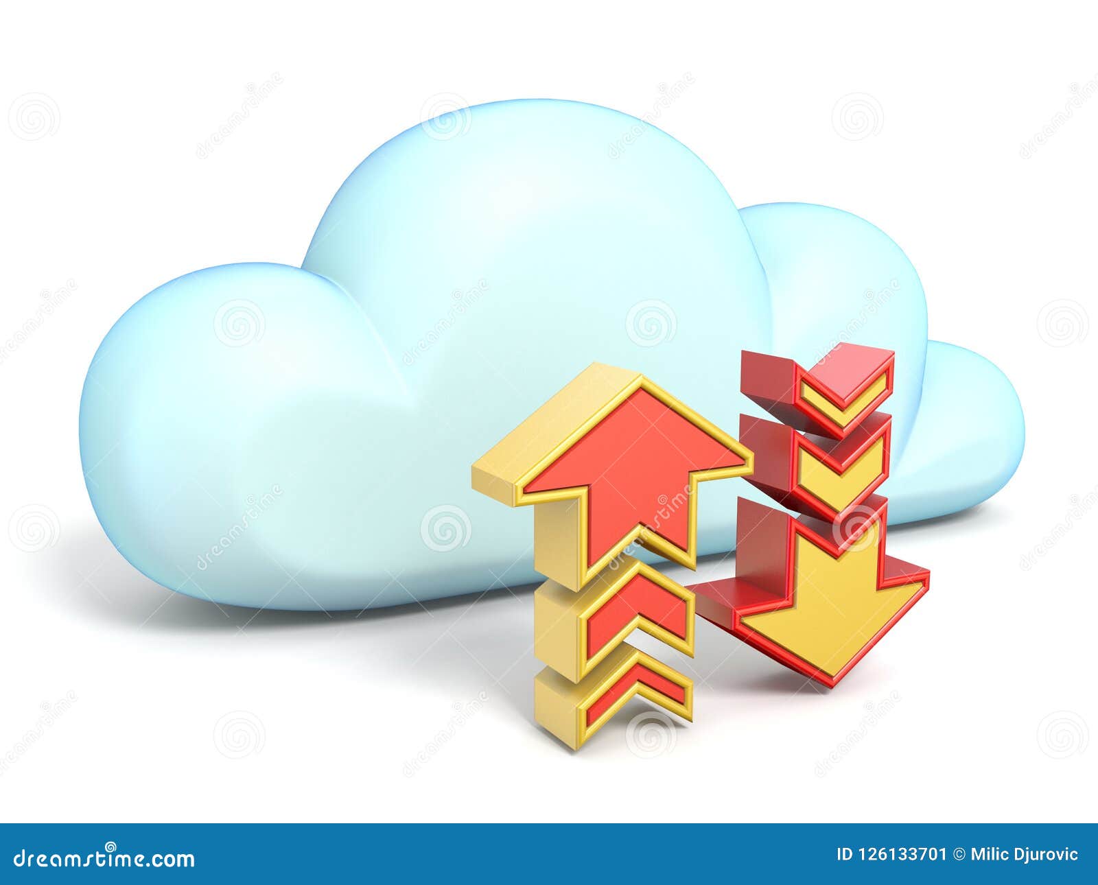 Cloud Icon with Download and Upload Arrows 3D Stock Illustration ...