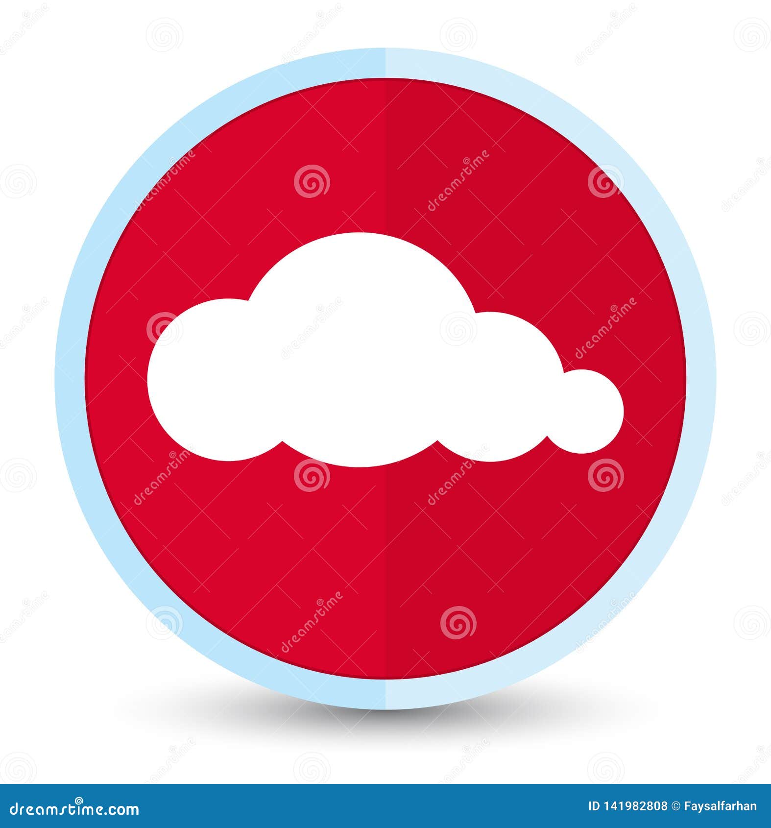 Cloud Icon Flat Prime Red Round Button Stock Vector - Illustration of ...