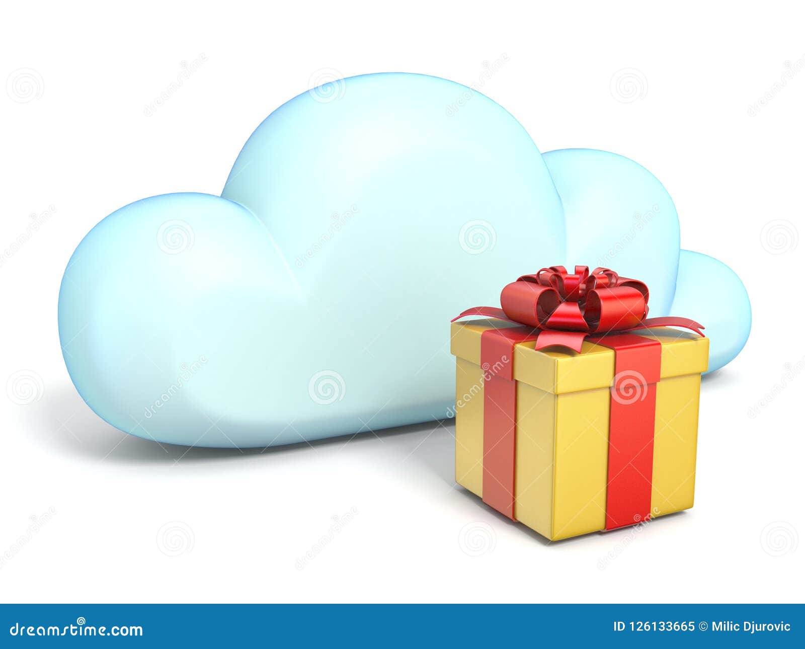Cloud Icon with Gift Box 3D Stock Illustration - Illustration of heart ...