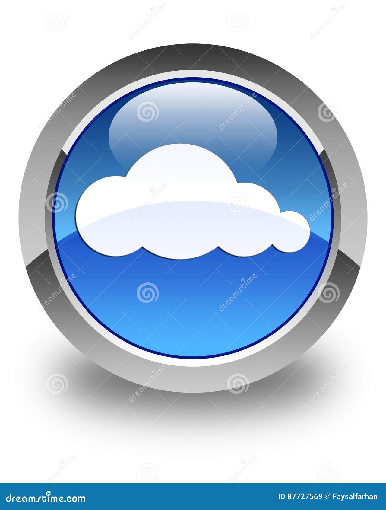 Cloud Icon Glossy Blue Round Button Stock Illustration - Illustration ...