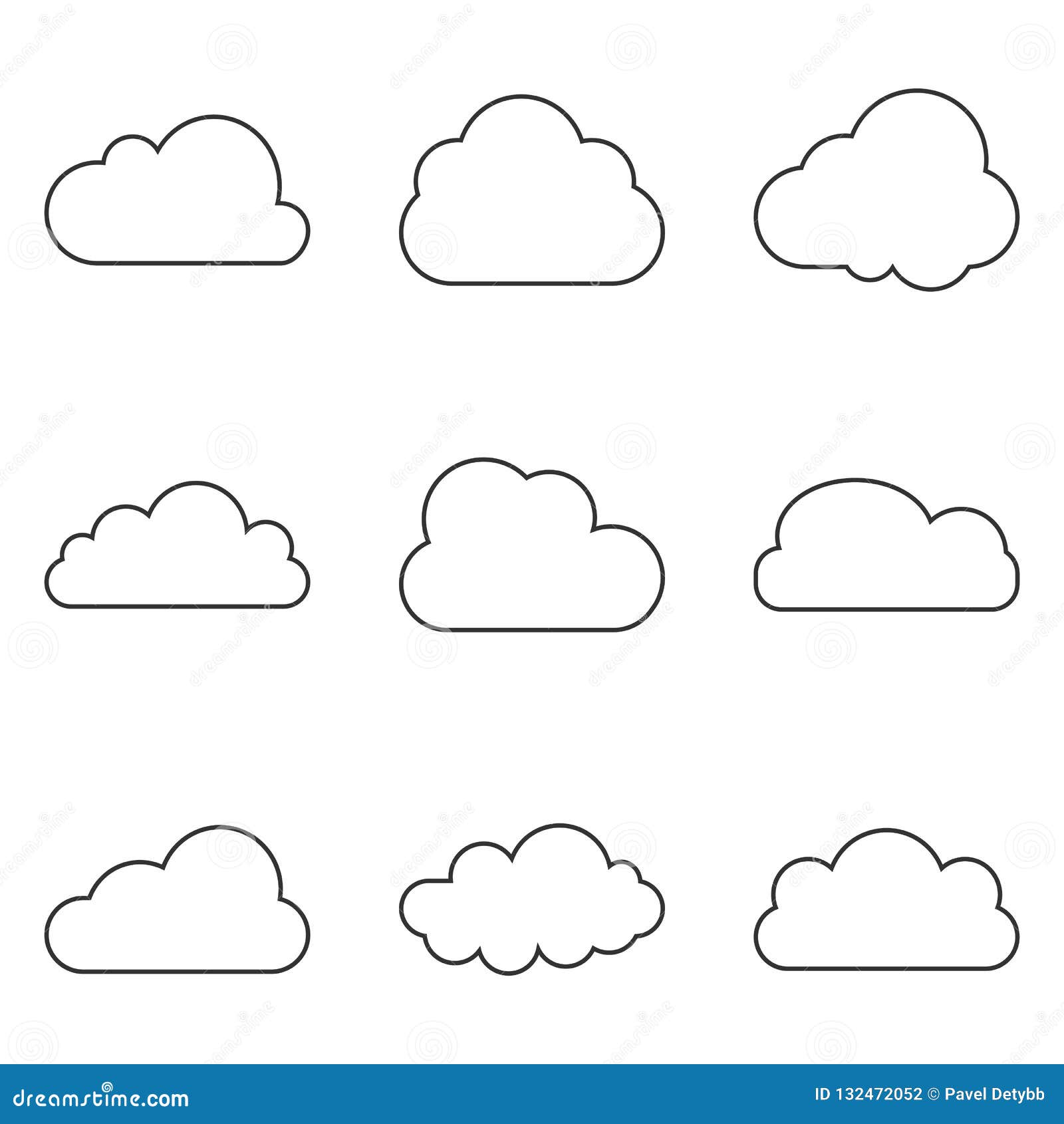 Cloud Icon, Line, Icon Set. Vector Illustrations. Flat Design Stock ...