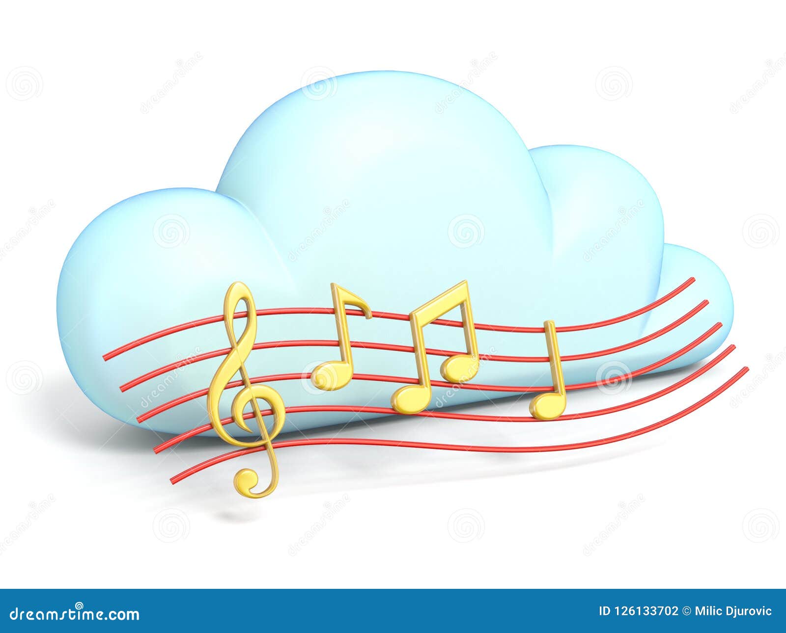 Cloud Icon with Music Notes 3D Stock Illustration - Illustration of ...