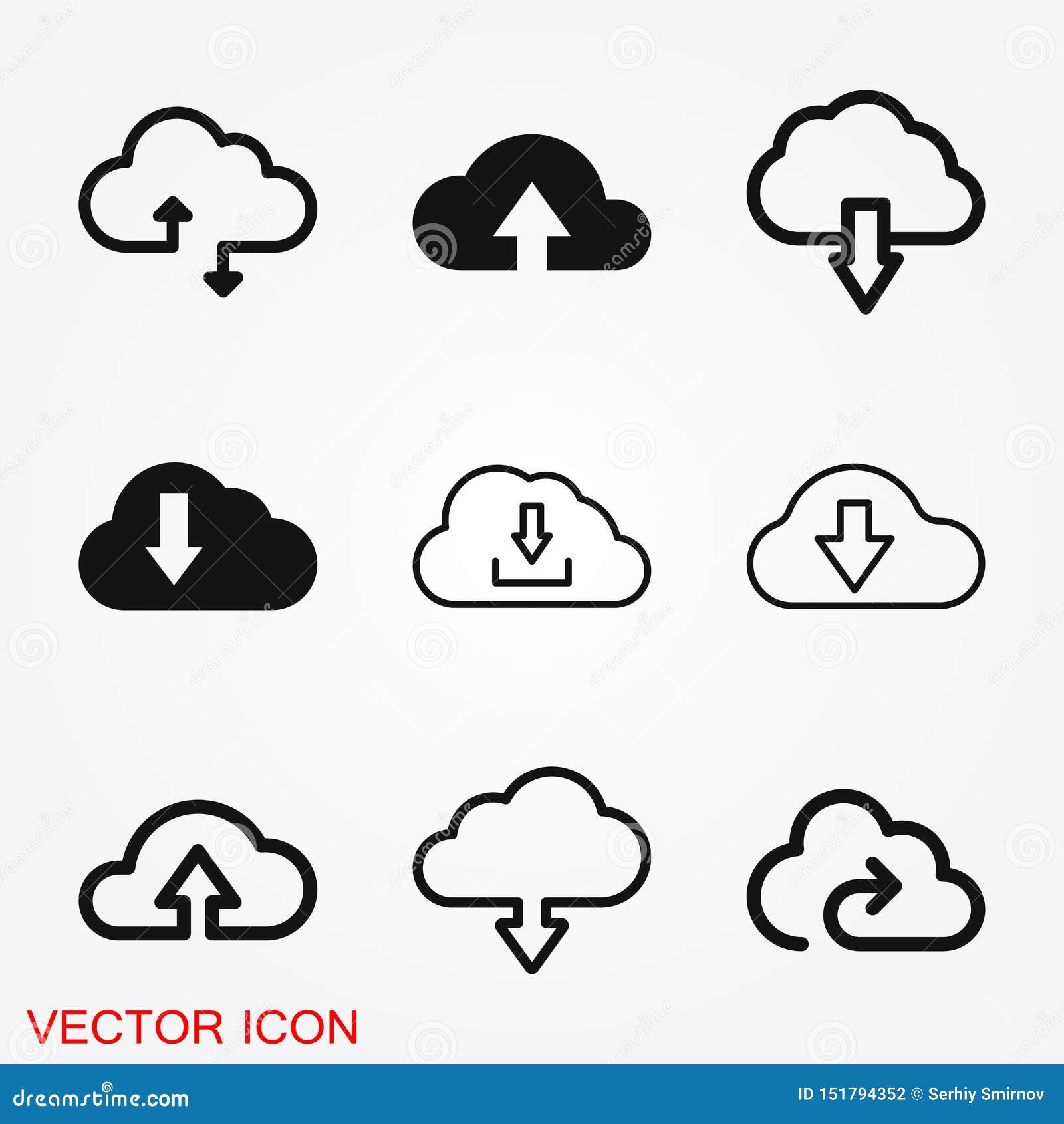 Cloud Icon, Outline and Solid Vector Illustration Stock Illustration ...