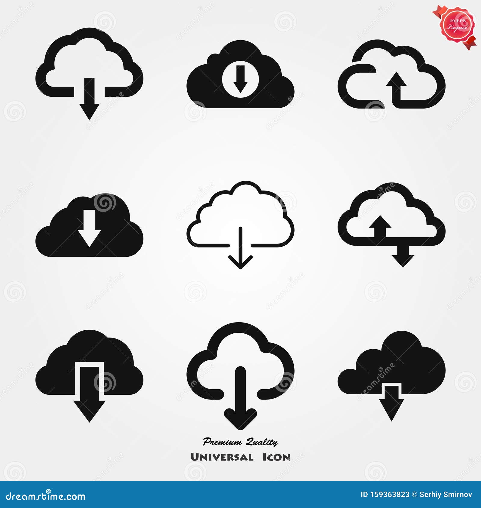 Cloud Icon, Outline and Solid Vector Illustration Stock Illustration ...