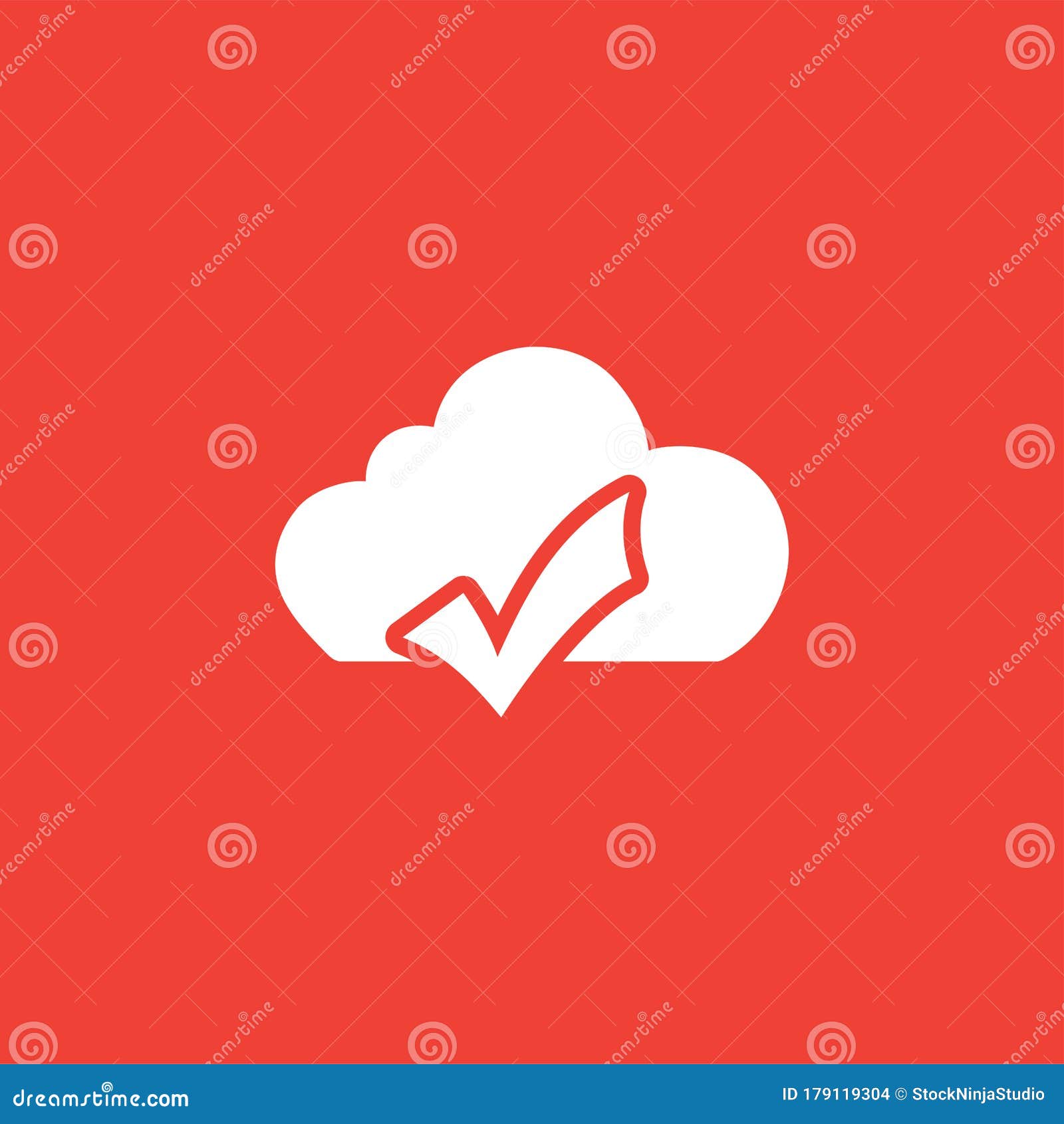 Cloud Icon on Red Background. Red Flat Style Vector Illustration Stock ...