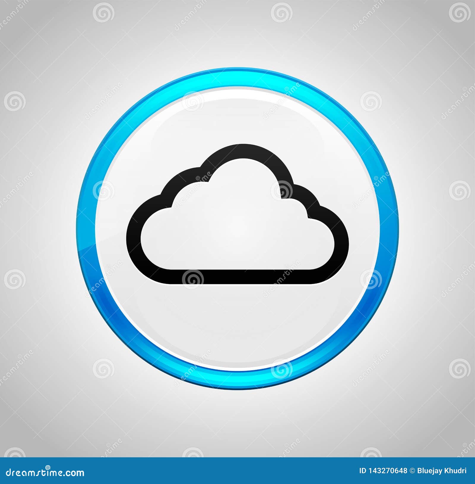 Cloud Icon Round Blue Push Button Stock Illustration - Illustration of ...