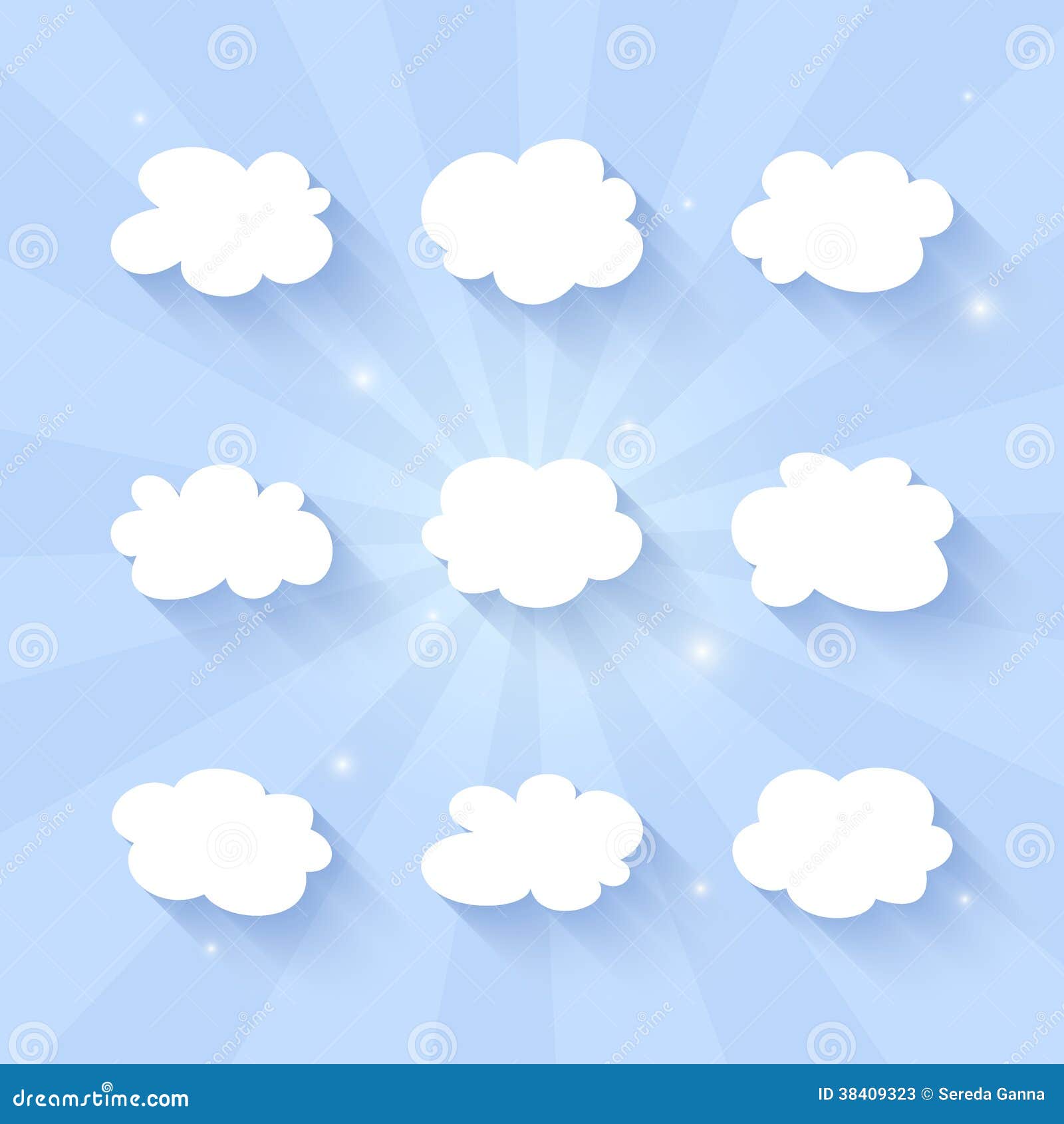 Cloud icon set on a blue stock vector. Illustration of icon - 38409323