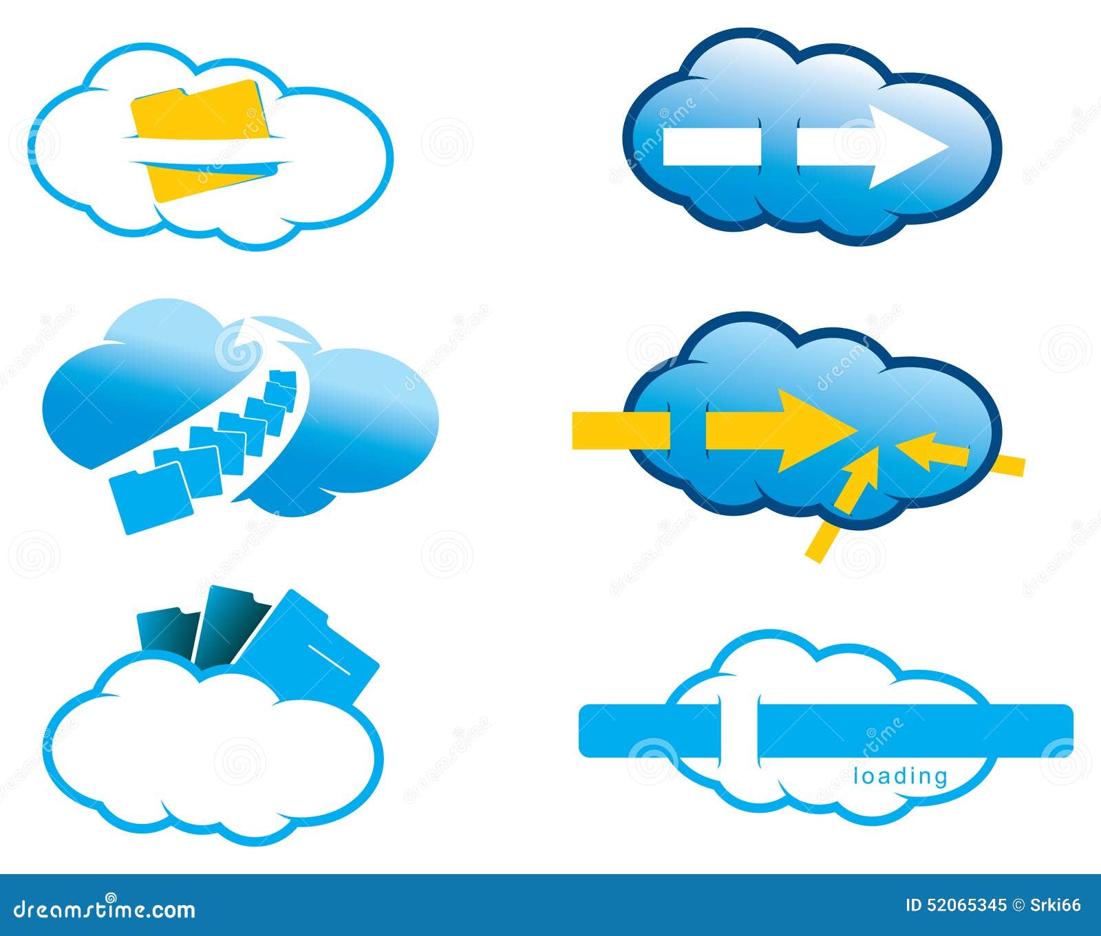 Cloud icon set stock illustration. Illustration of concept - 52065345